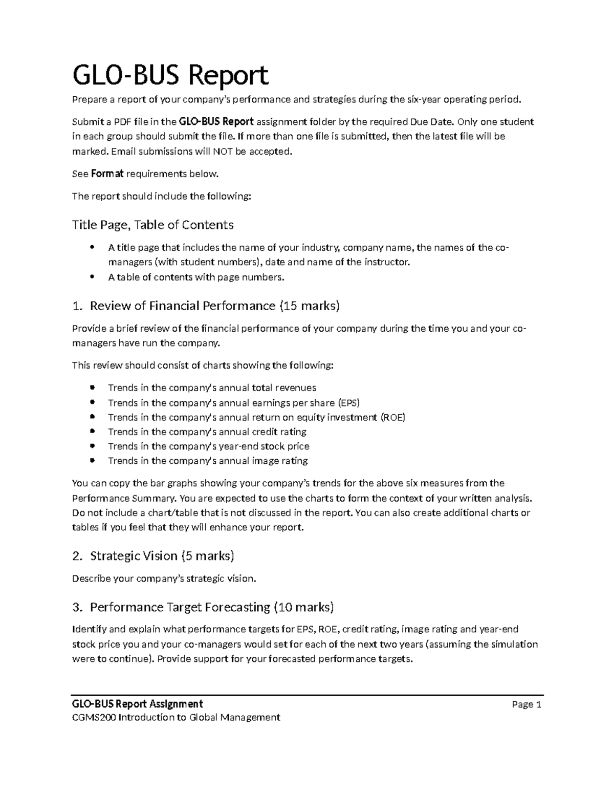 CGMS200 GLO BUS Report - ssdawdawdaw - GLO-BUS Report Prepare a report ...