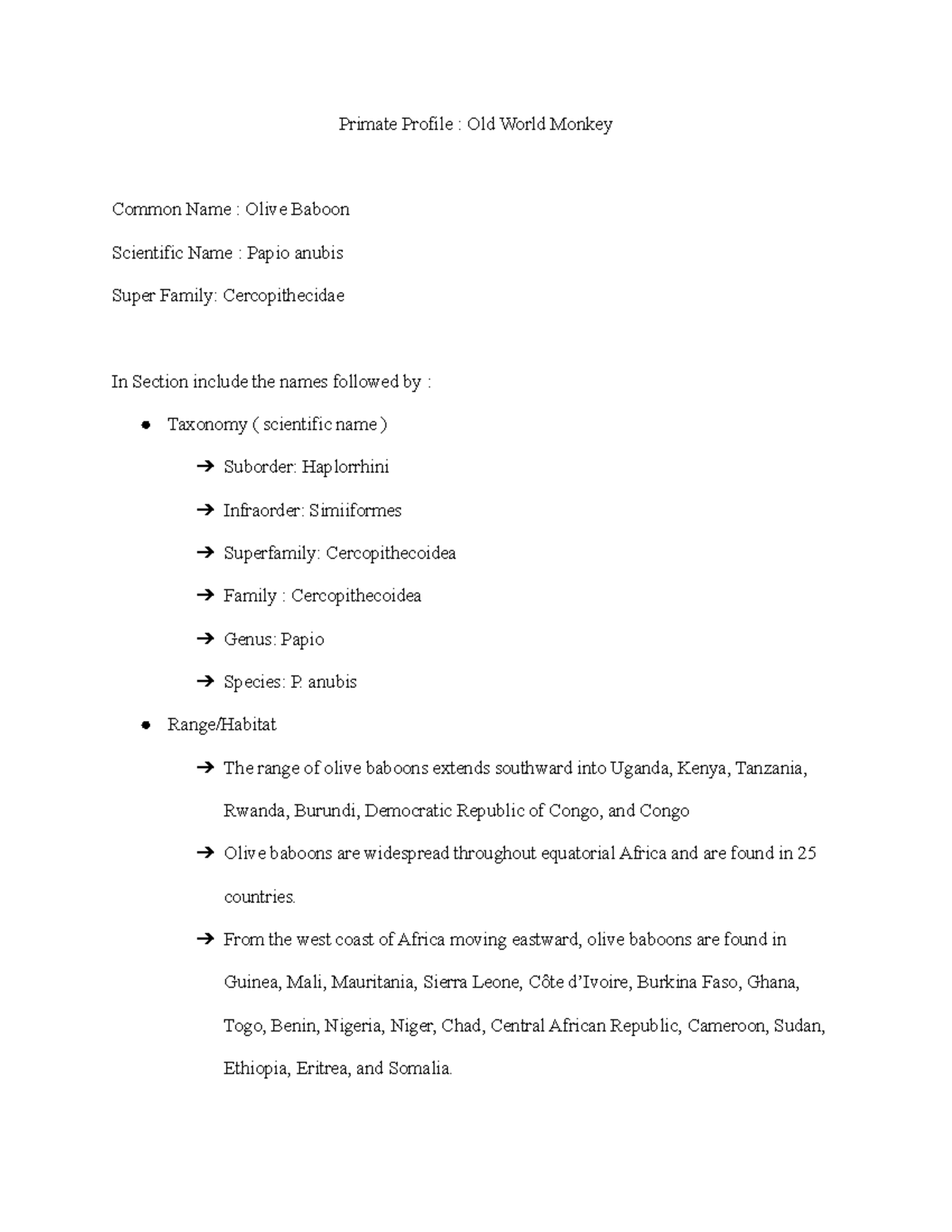 Primate Profile Old Monkey World - Primate Profile : Old World Monkey ...