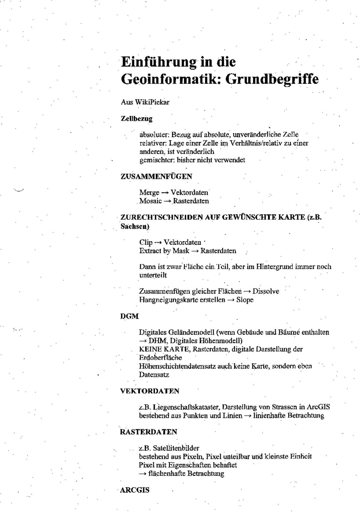 Geoinformatik - Grundbegriffe - Studocu
