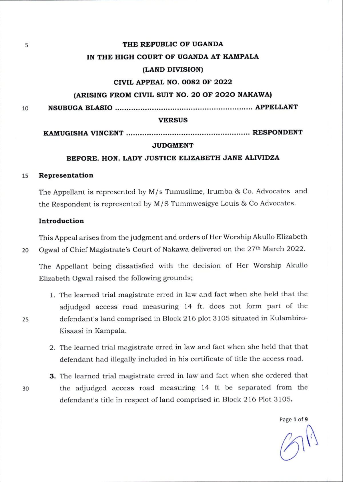Nsubuga v Kamugisha (Civil Appeal 82 of 2022) 2023 Ughcld 251 (24 ...