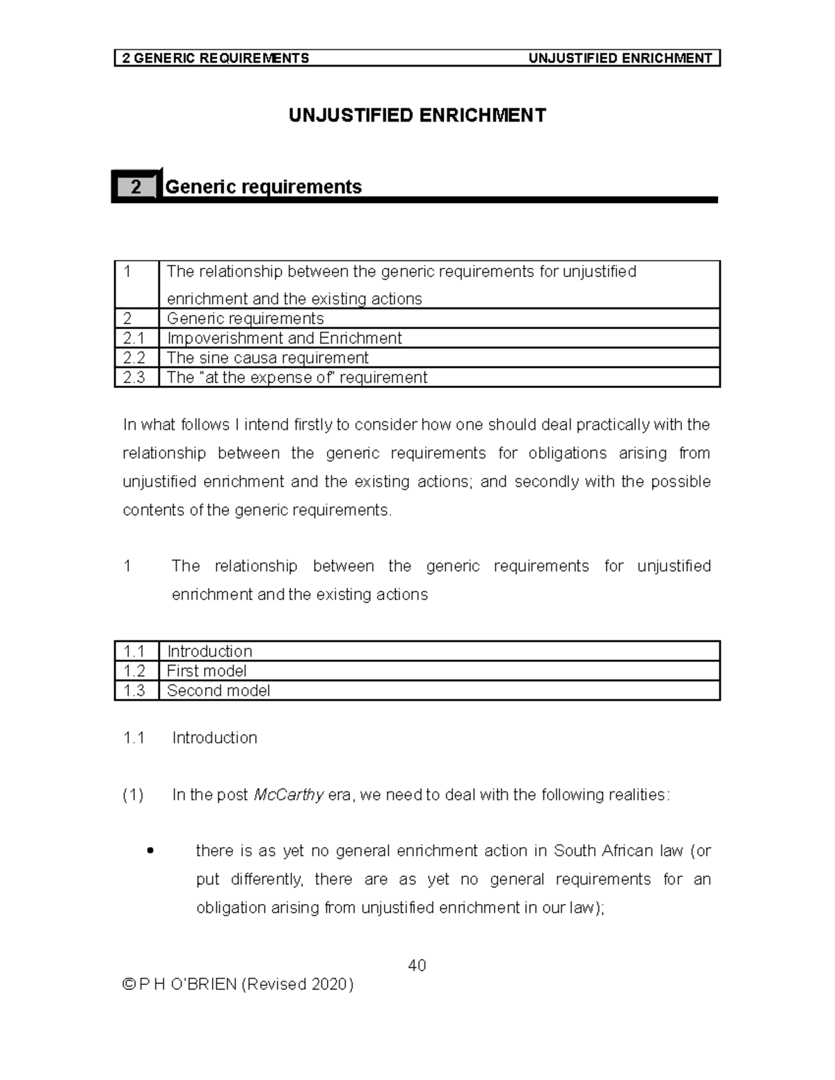Part2(Generic requirements Part A) - UNJUSTIFIED ENRICHMENT 2 Generic ...