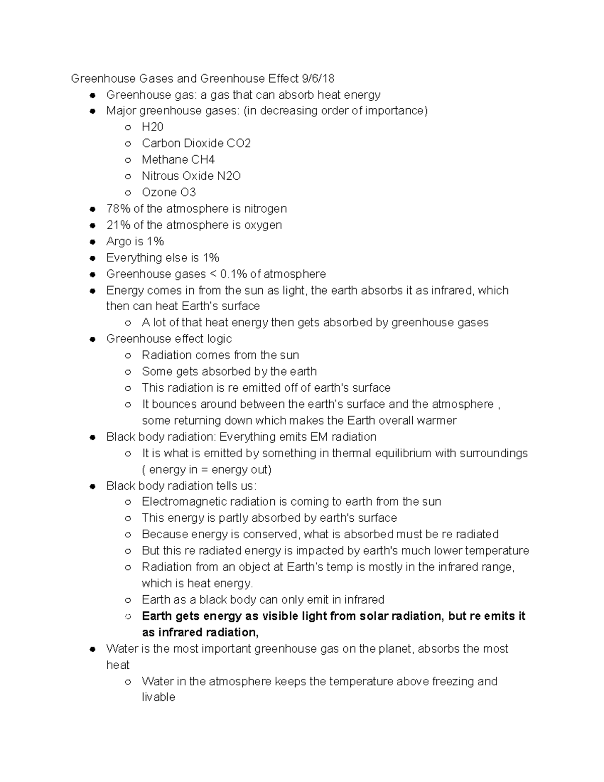 Geography 110 Notes - Earth and atmosphere GEO110 - Greenhouse Gases ...