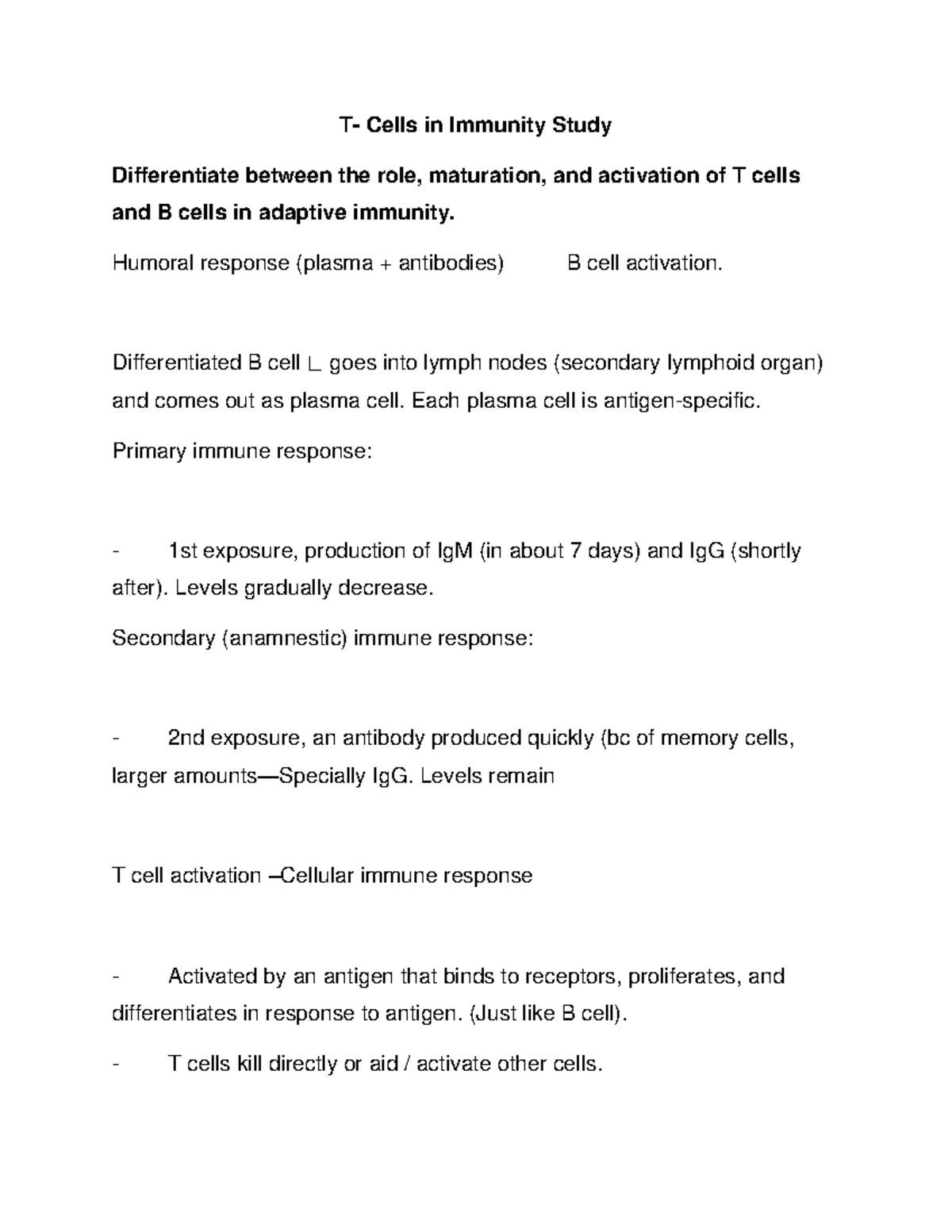 T- Cells in Immunity Study - T- Cells in Immunity Study Differentiate ...