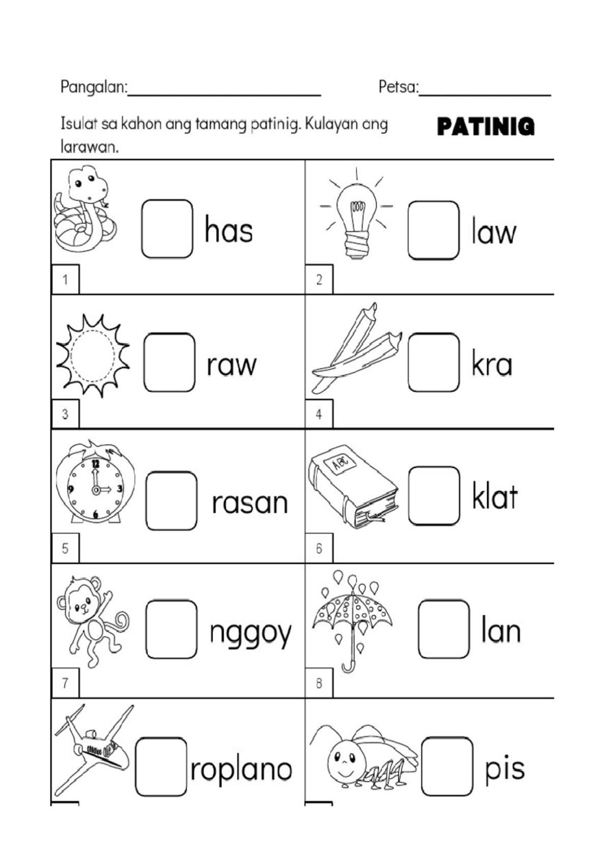 Filipino - worksheet - Bachelor of Secondary Education - Studocu
