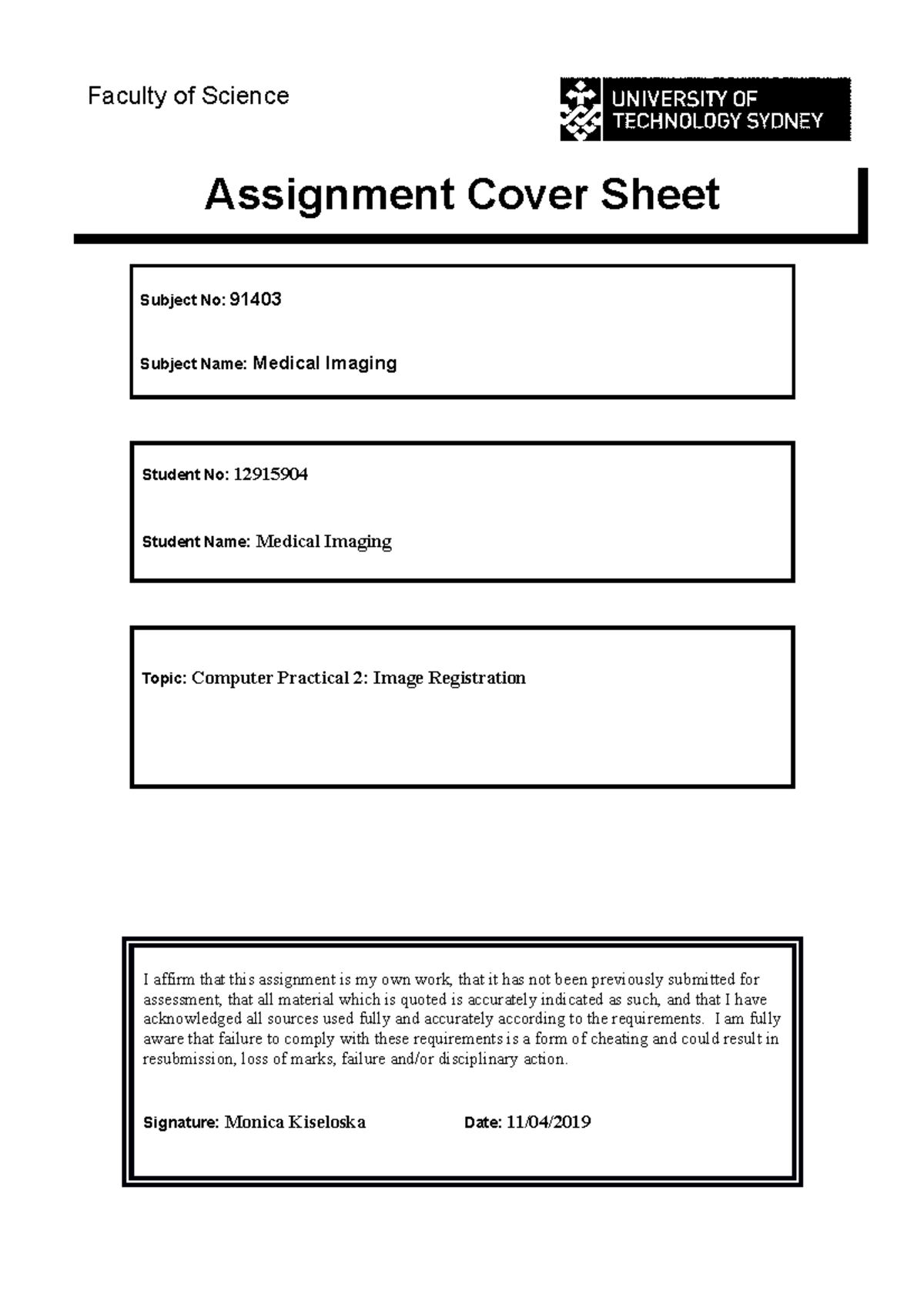 Medical Imaging report 2 (registration) - Faculty of Science Assignment ...
