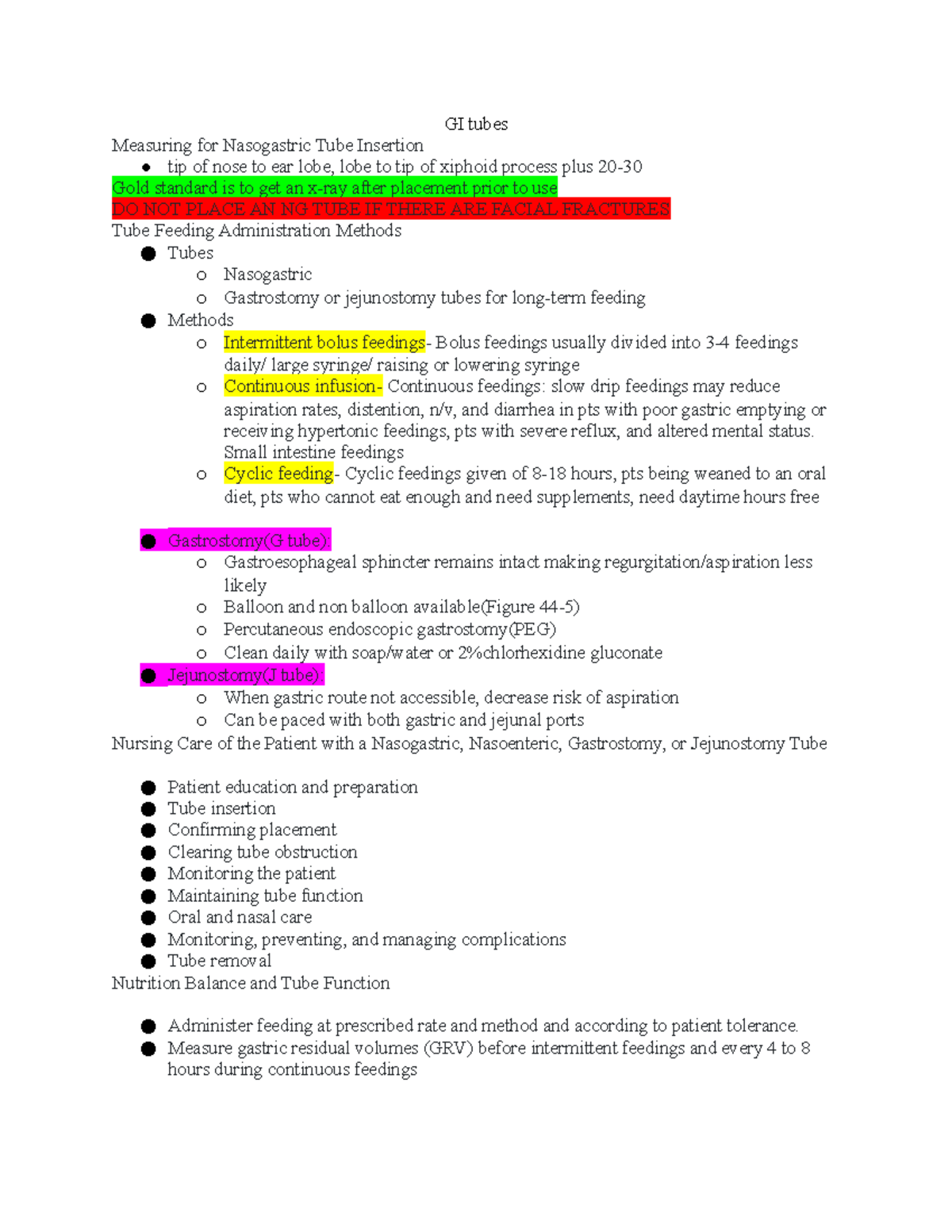 GI tubes - GI tubes Measuring for Nasogastric Tube Insertion tip of ...