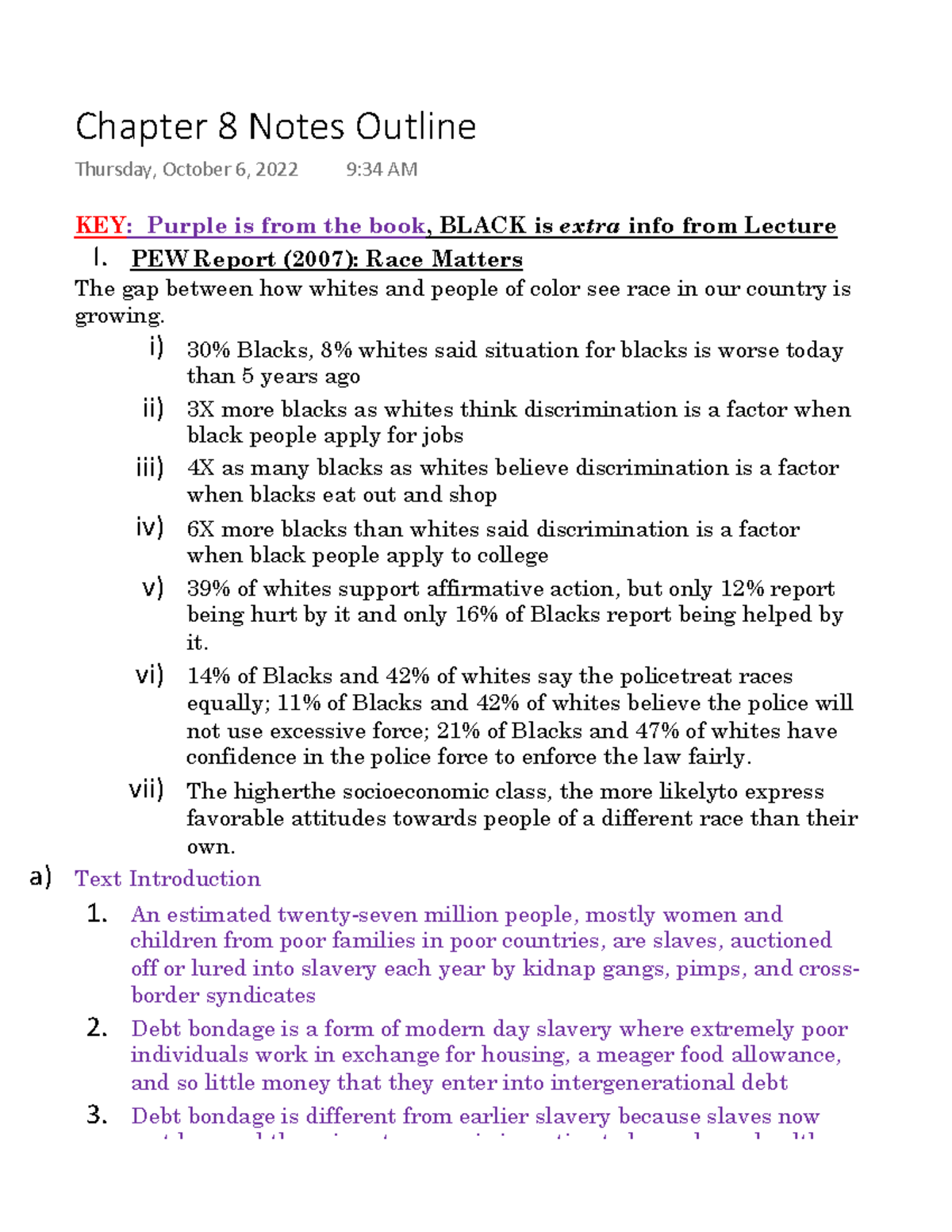 Chapter 8 Summary Outline - KEY: Purple is from the book, BLACK is ...