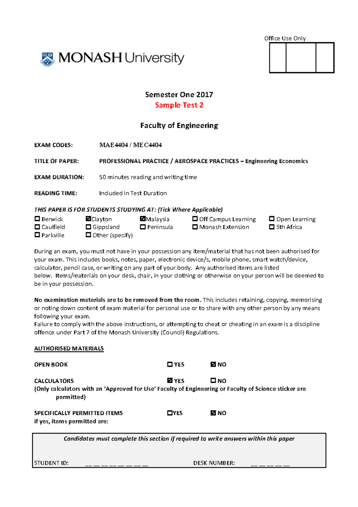 Sample Test 2017 - Office Use Only Semester One 2017 Sample Test 2 ...