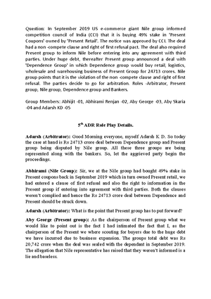 Pd2 - Adr - ADR Role Play - Studocu