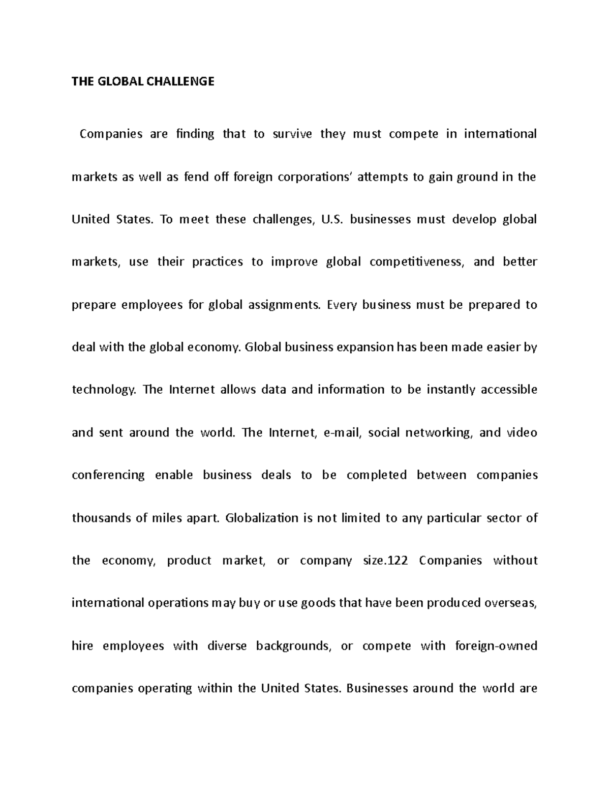 HRM 8- THE Global Challenge - THE GLOBAL CHALLENGE Companies are ...