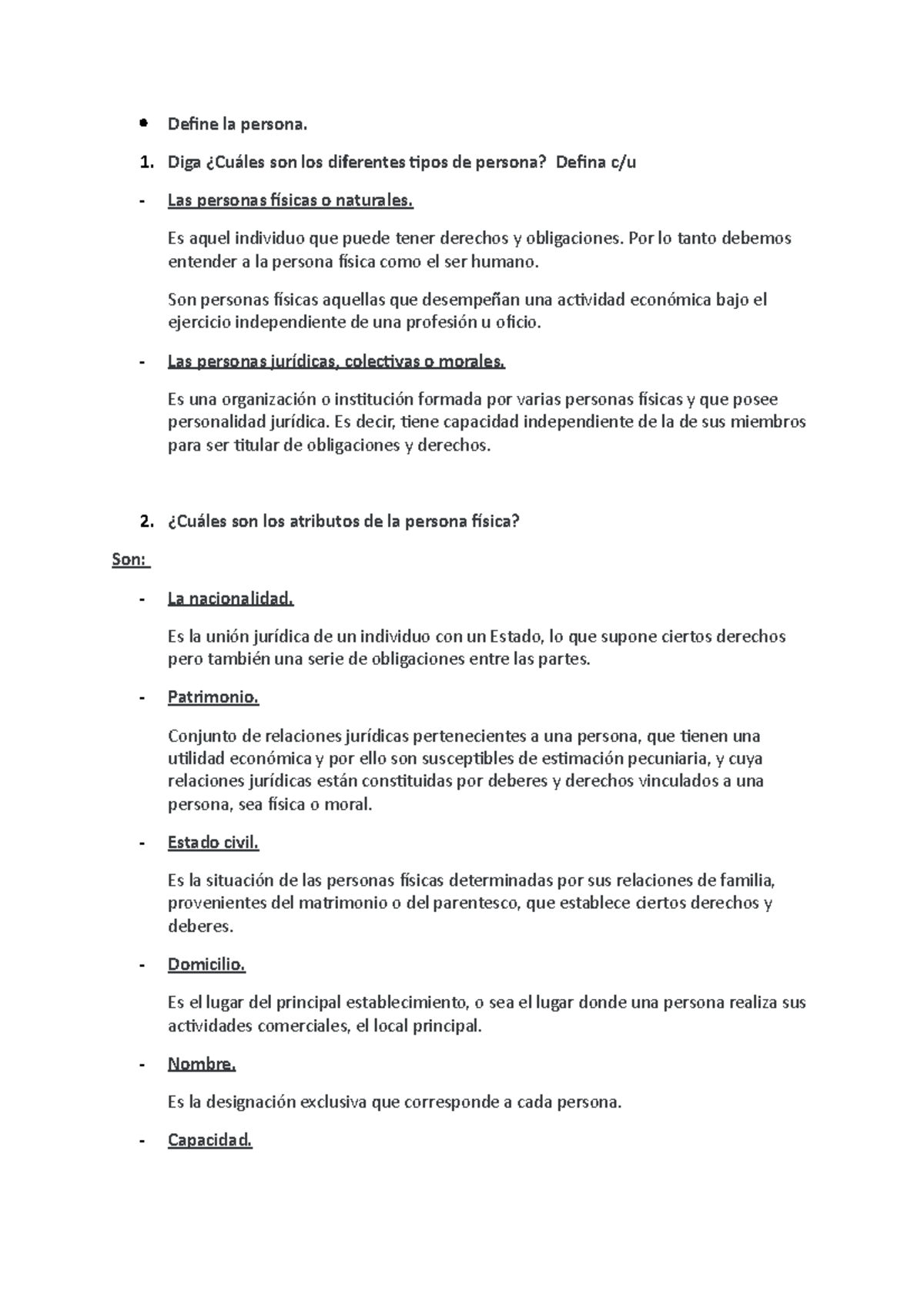 Define la persona - Práctica - Define la persona. Diga ¿Cuáles son los ...