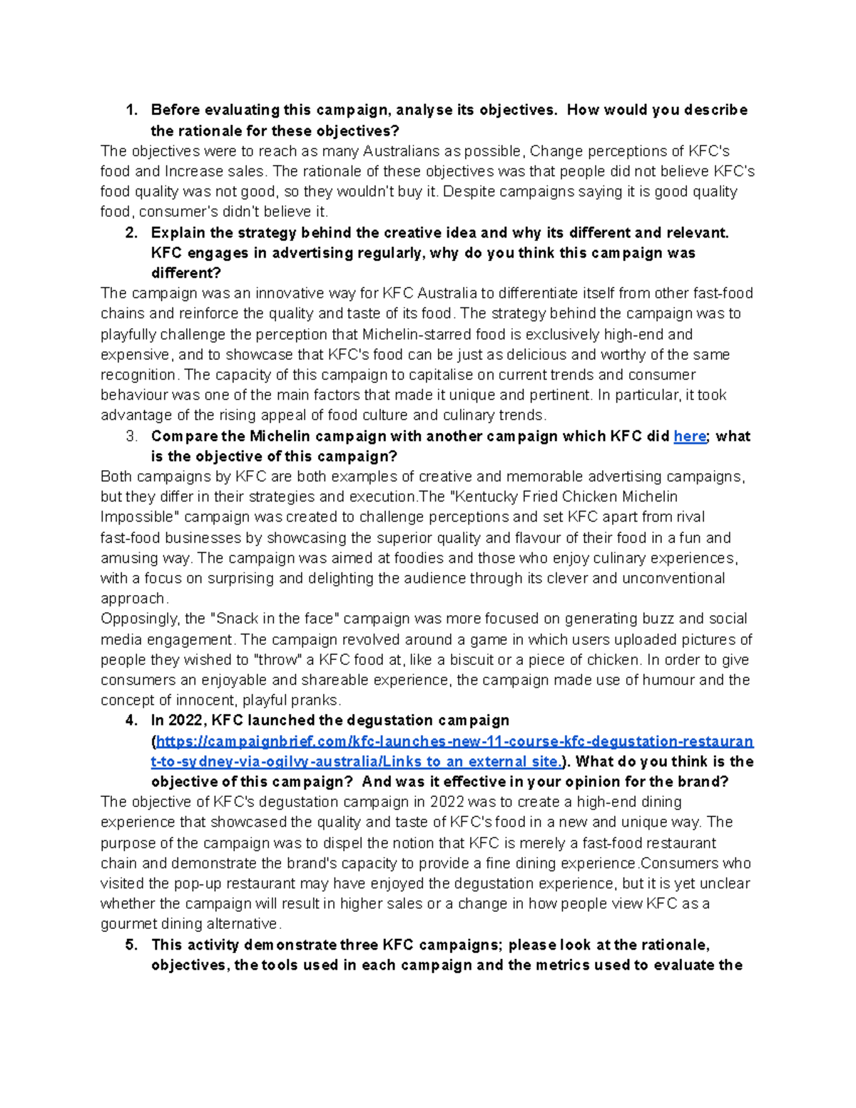 MKGT 1001 HW - homework - Before evaluating this campaign, analyse its ...