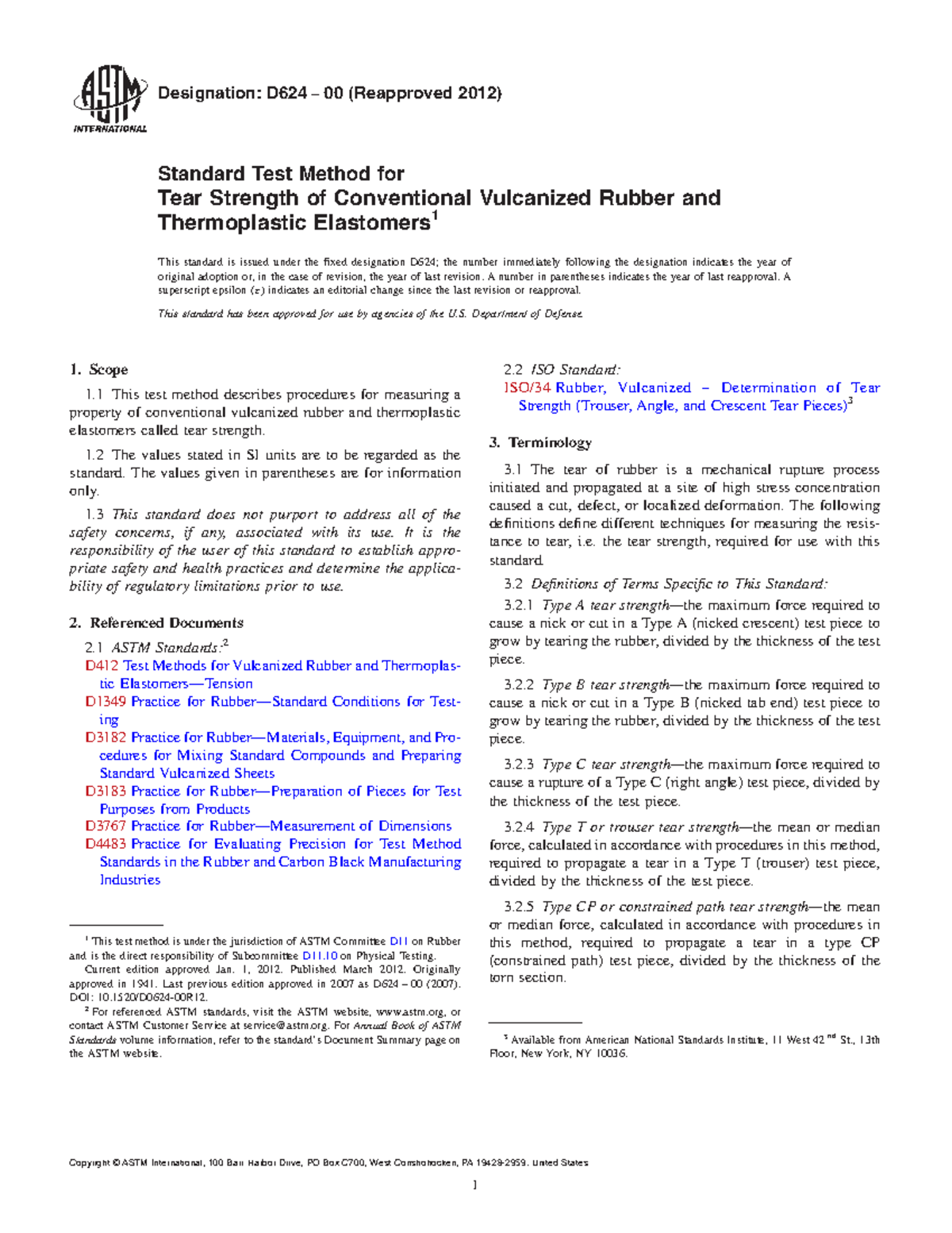 D624-00 (Reapproved 2012 ) - Designation: D624−00 (Reapproved 2012 ...