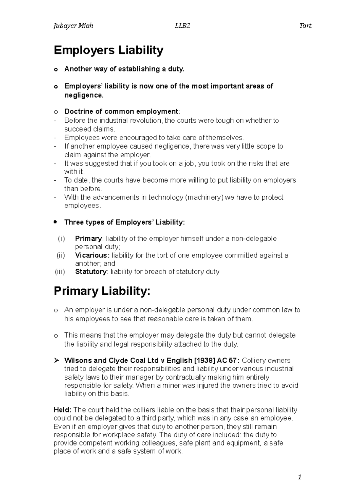 12.Employers Liability - Employers Liability o Another way of ...