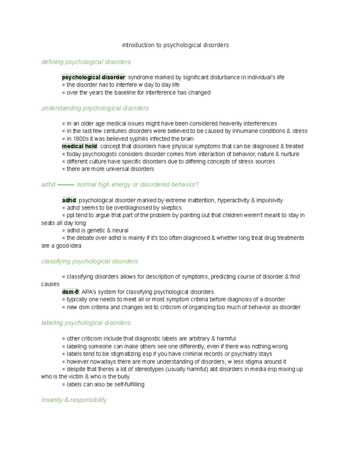 Intro to psych disorders - introduction to psychological disorders ...