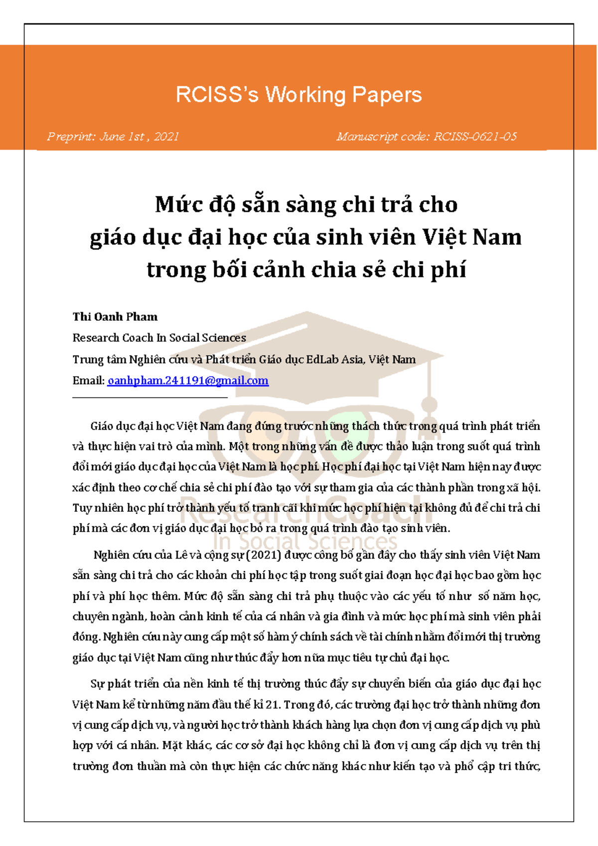 Muc do san sang chi tra chi phi cho GDDH - Mức độ sẵn s‡ng chi trả cho gi·o dục đại học của sinh ...