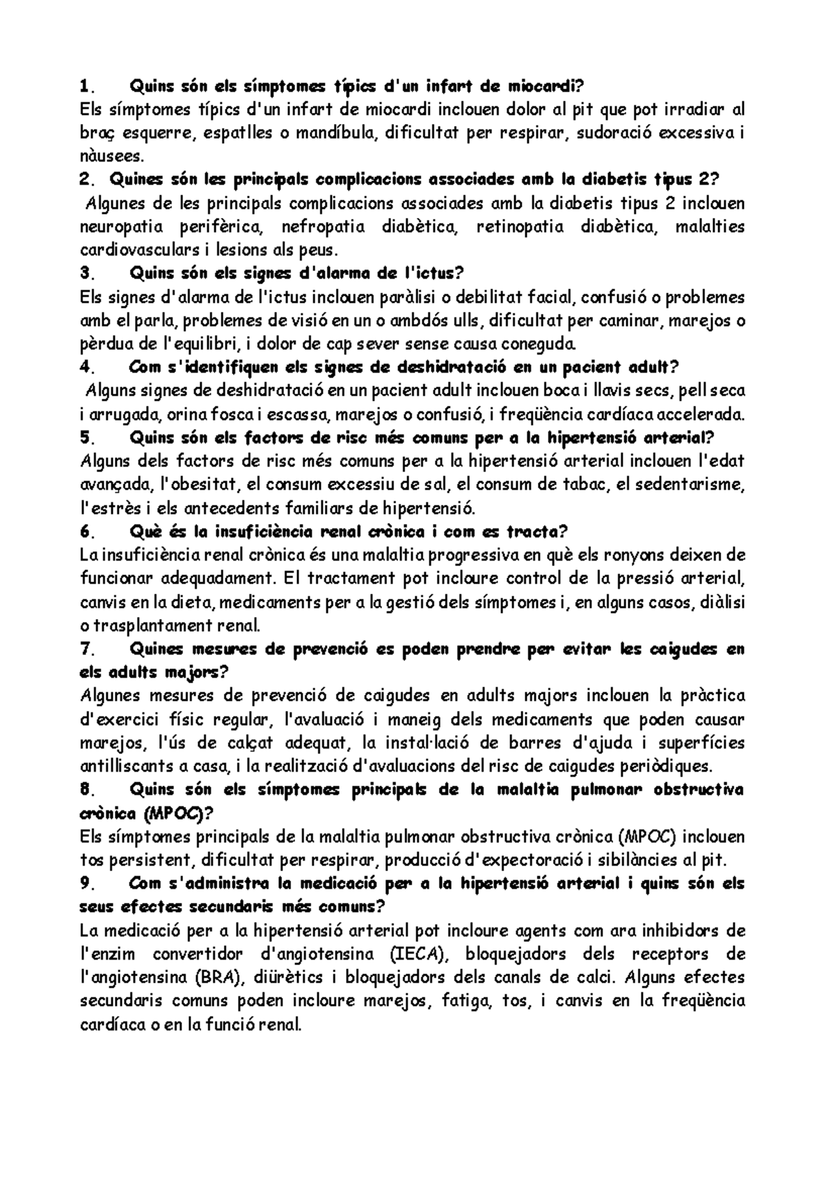 Preguntes Infermeria de l'adult 2024 - Quins són els símptomes típics d ...