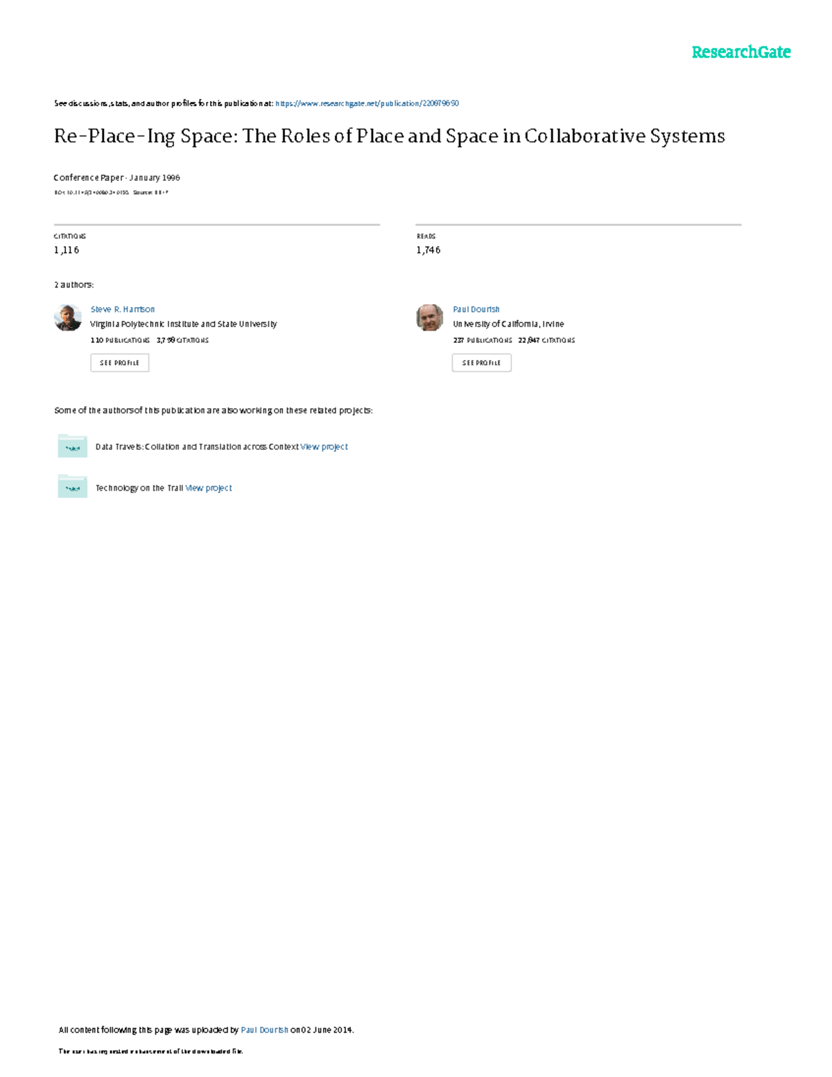 Re-Place-Ing Space The Roles of Place and Space in - See discussions ...