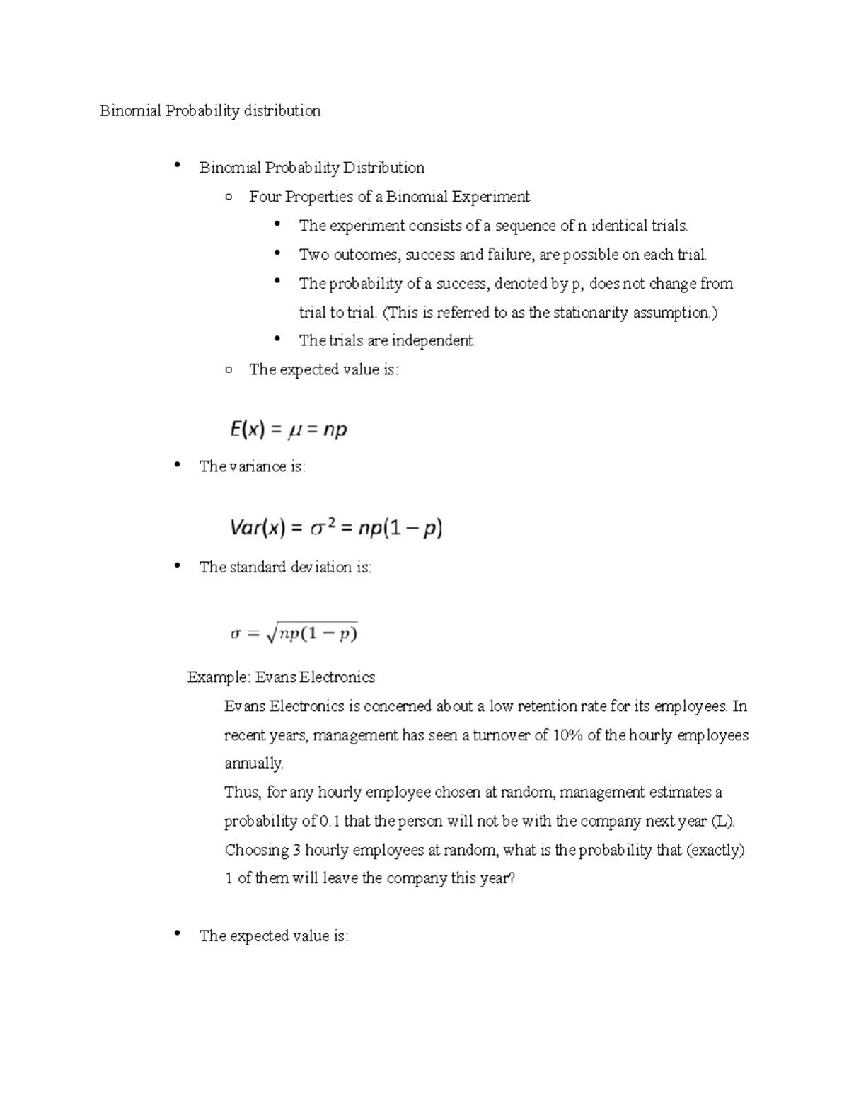 Binomial Probability distribution - Two outcomes, success and failure, are possible on each ...