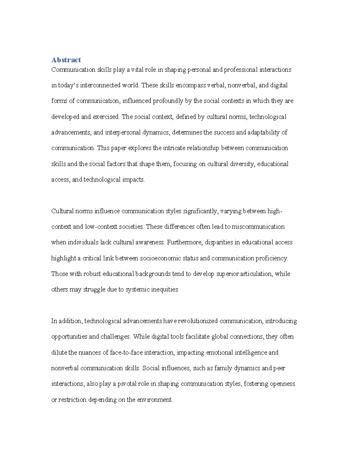 Abstract(social context of communication skills) - Abstract ...