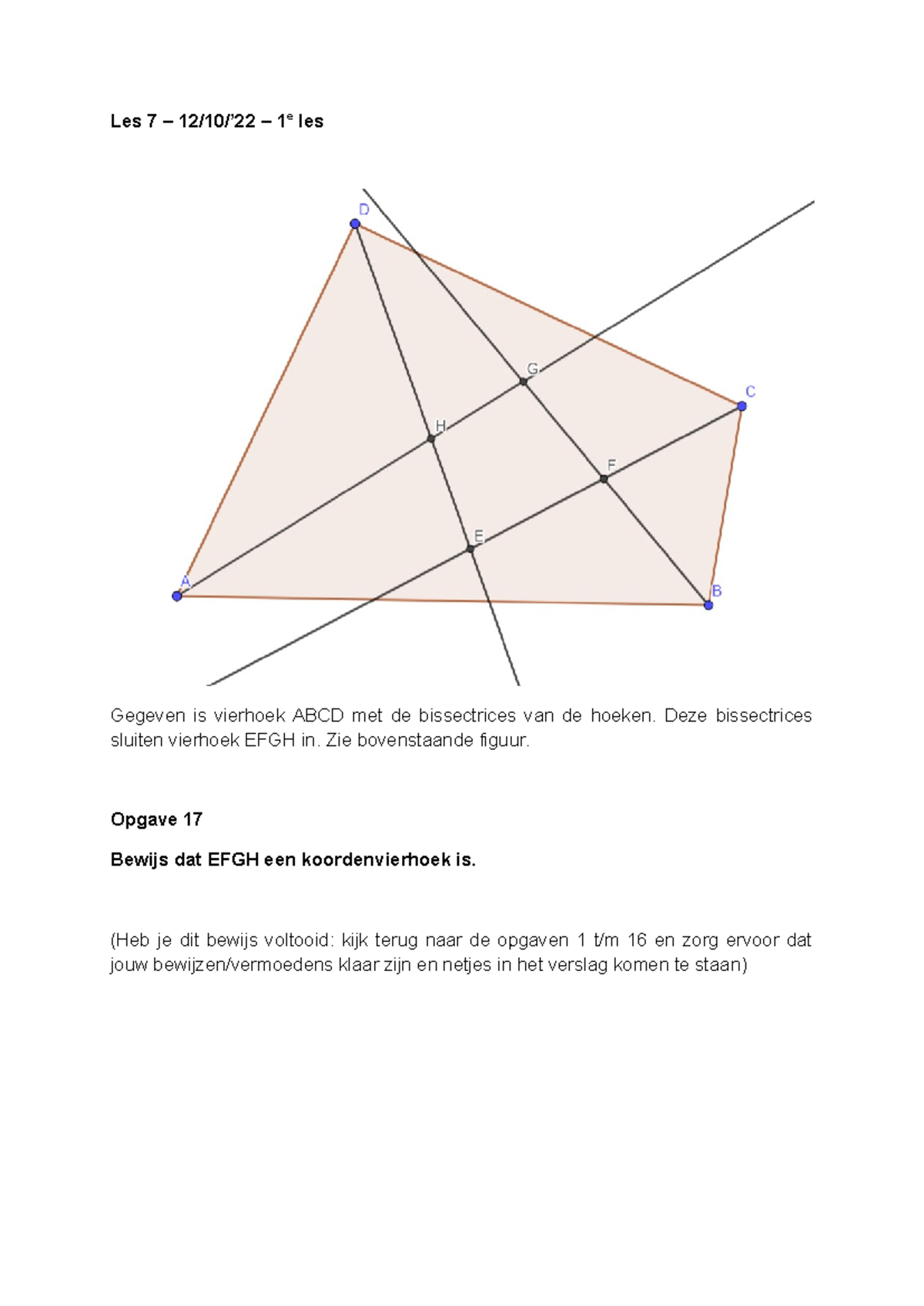Les 7 PO - Wiskunde B - Les 7 – 12/10/’22 – 1e les Gegeven is vierhoek ...