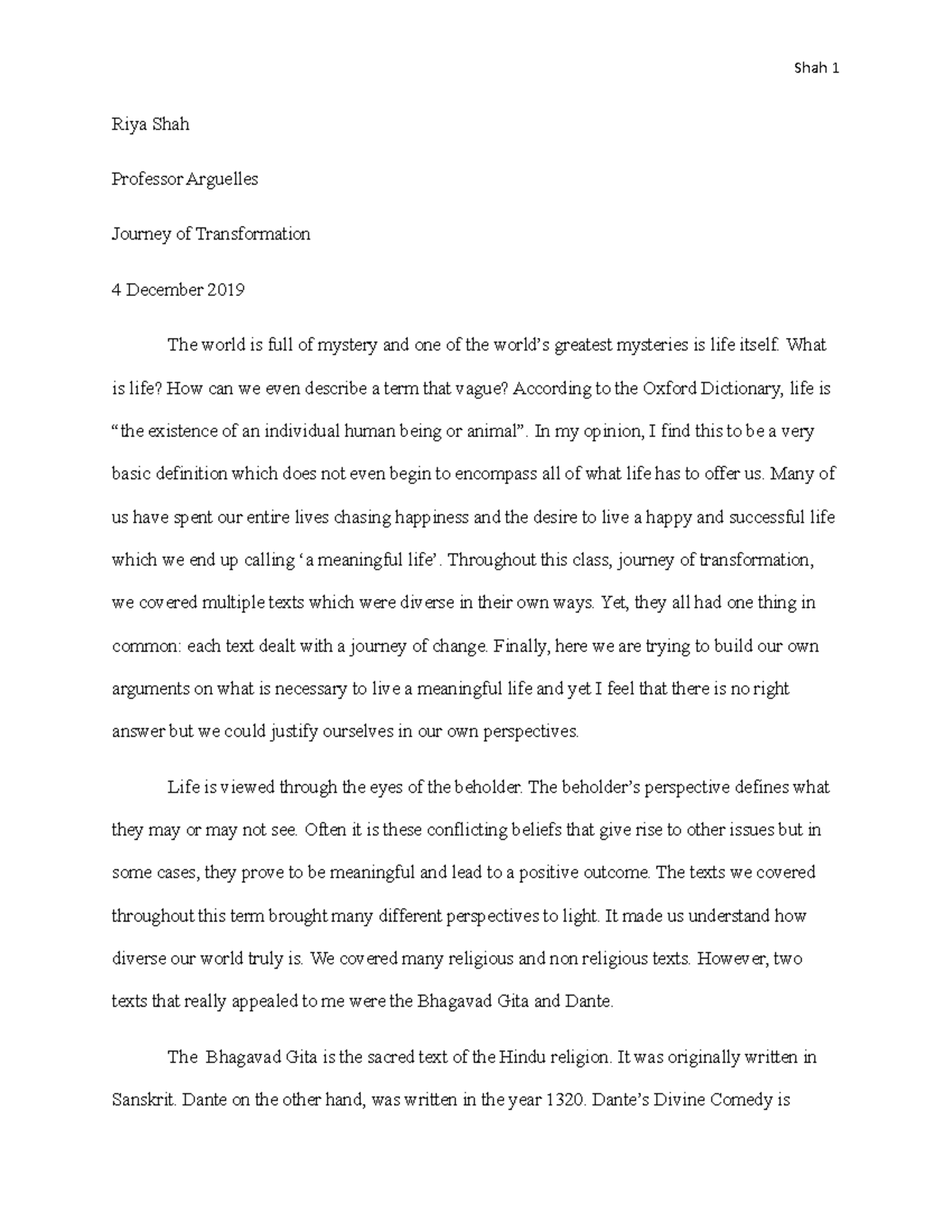JT Final Exam Essay Question - Riya Shah Professor Arguelles Journey of ...