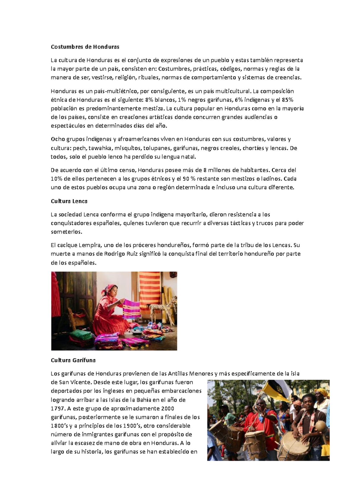 Costumbres de Honduras - Honduras es un país-multiétnico, por ...