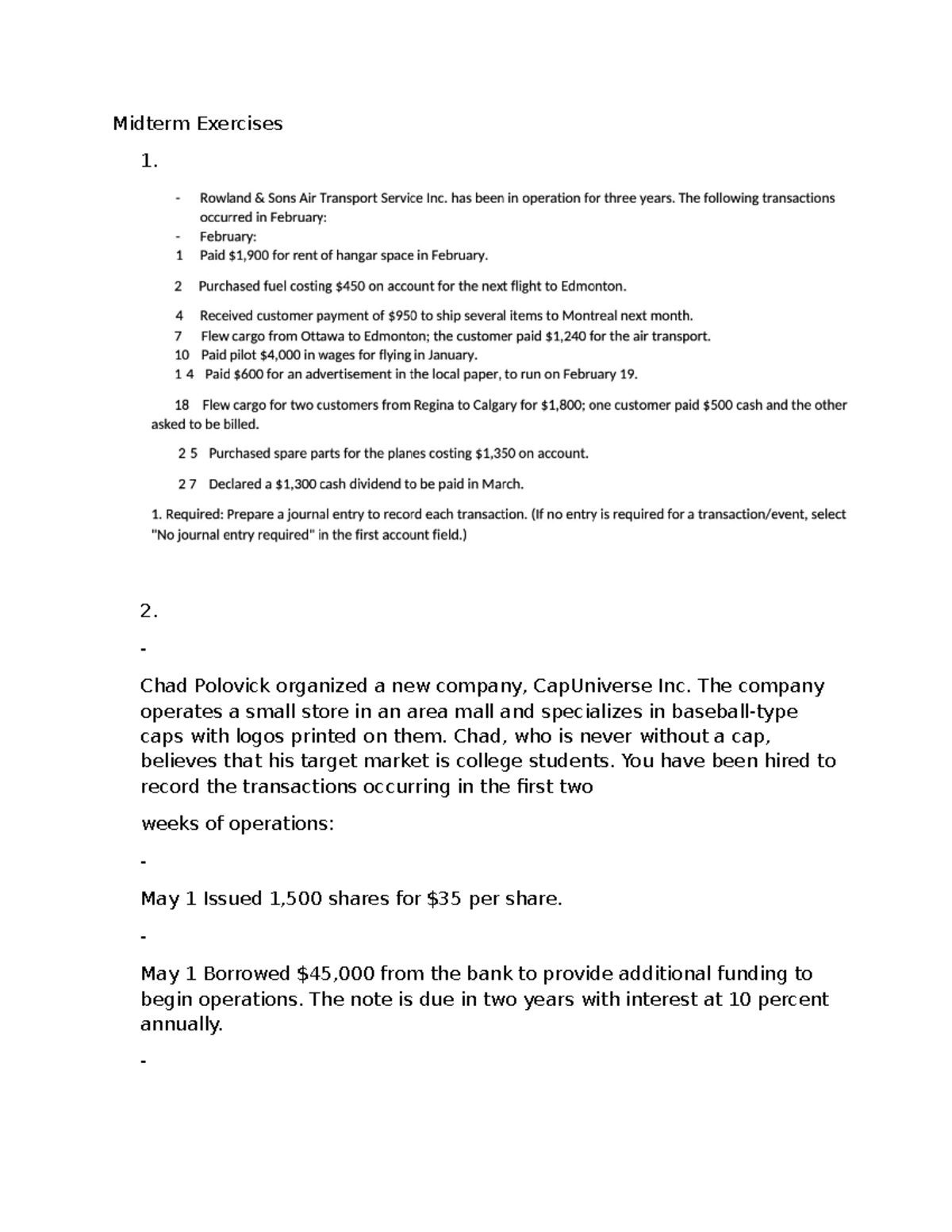 Midterm Exercises - 2024 Fall - Midterm Exercises 1. 2. - Chad Polovick ...