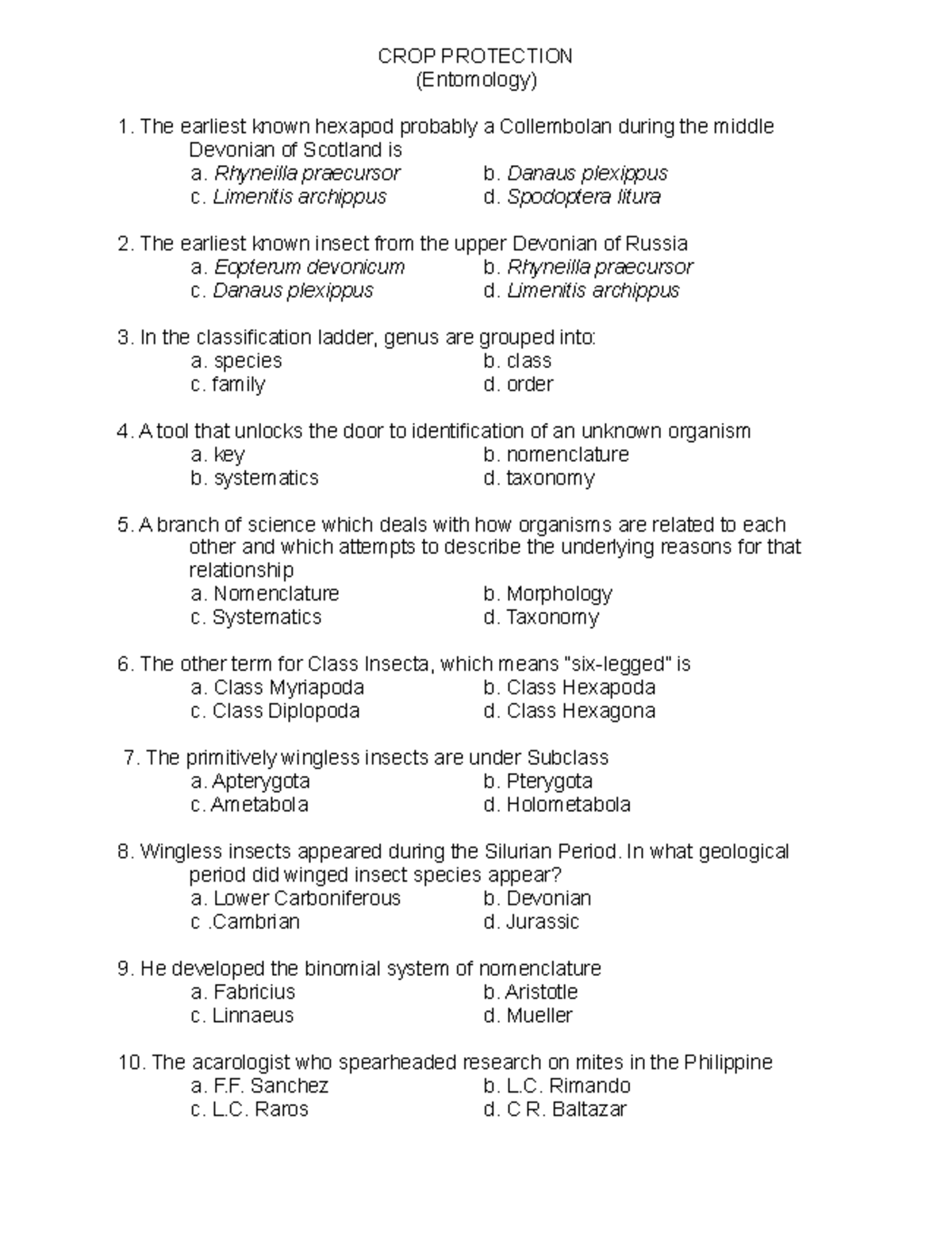 Crop Protection 2015 Reviewer - CROP PROTECTION (Entomology) The ...