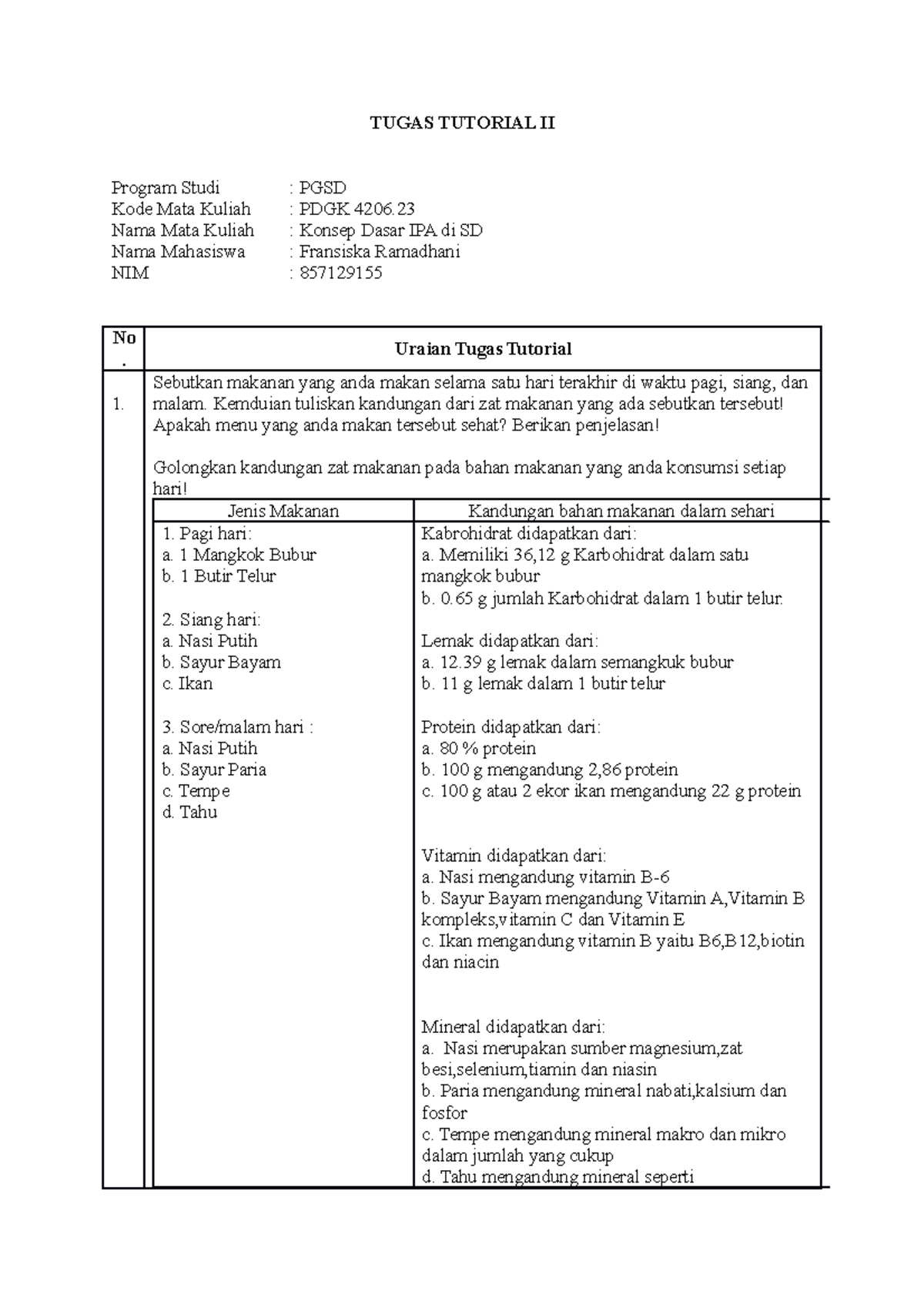 857129155 PDGK4103.42 Fransiska Ramadhani Konsep Dasar IPA - TUGAS TUTORIAL II Program Studi ...