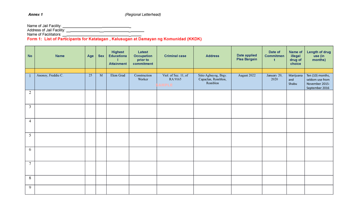 KKDK Annexes 1 3 4 CCDJ - None - Annex 1 (Regional Letterhead) Name of ...