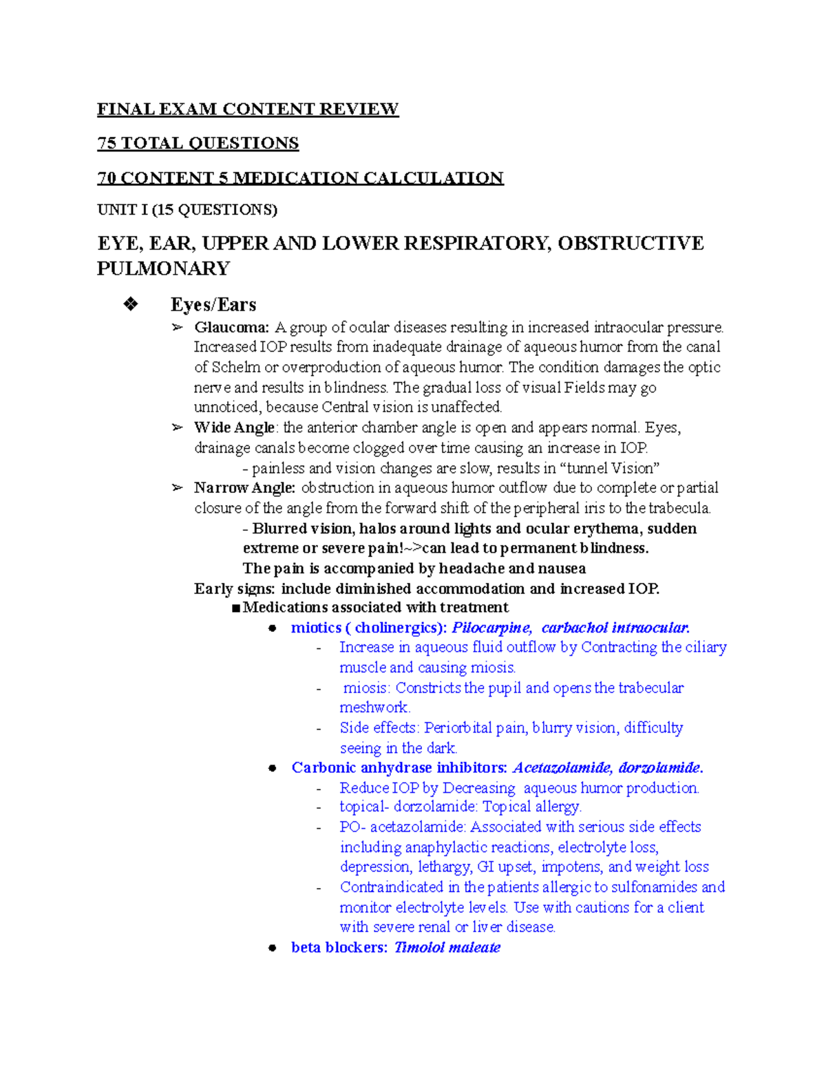 Final EXAM Content Review Spring 2022 (2) - FINAL EXAM CONTENT REVIEW ...