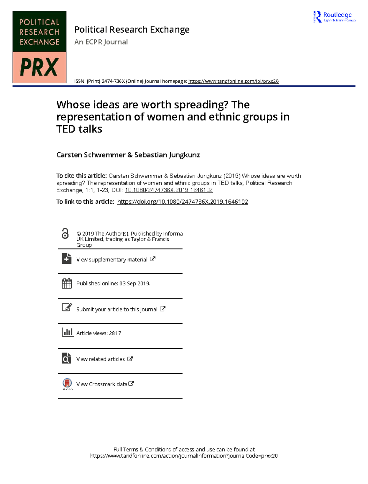 Whose ideas are worth spreading The representation of women and ethnic ...