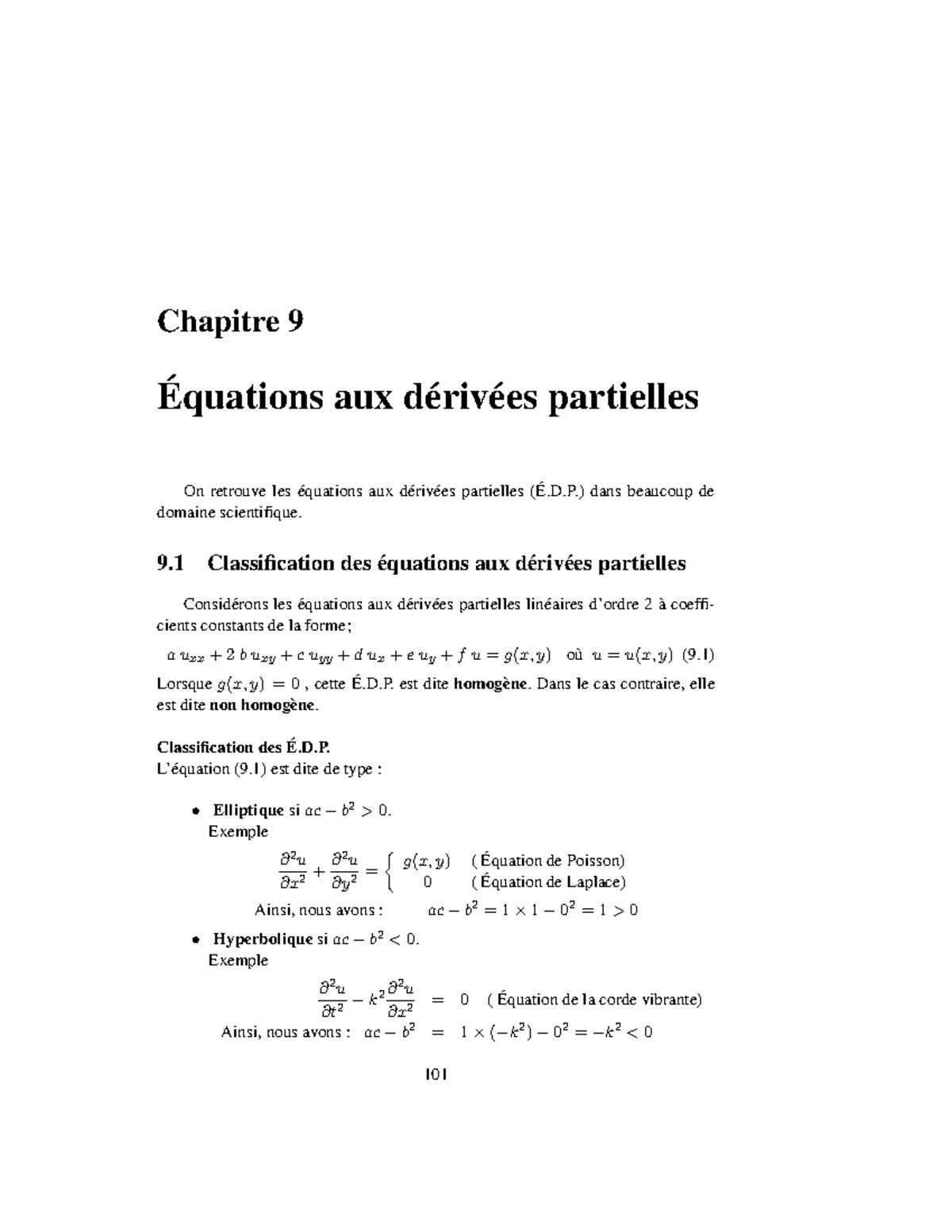 Notes de cours heure 30 - Chapitre 9 Equations aux d ́ ́ eriv ́ees ...