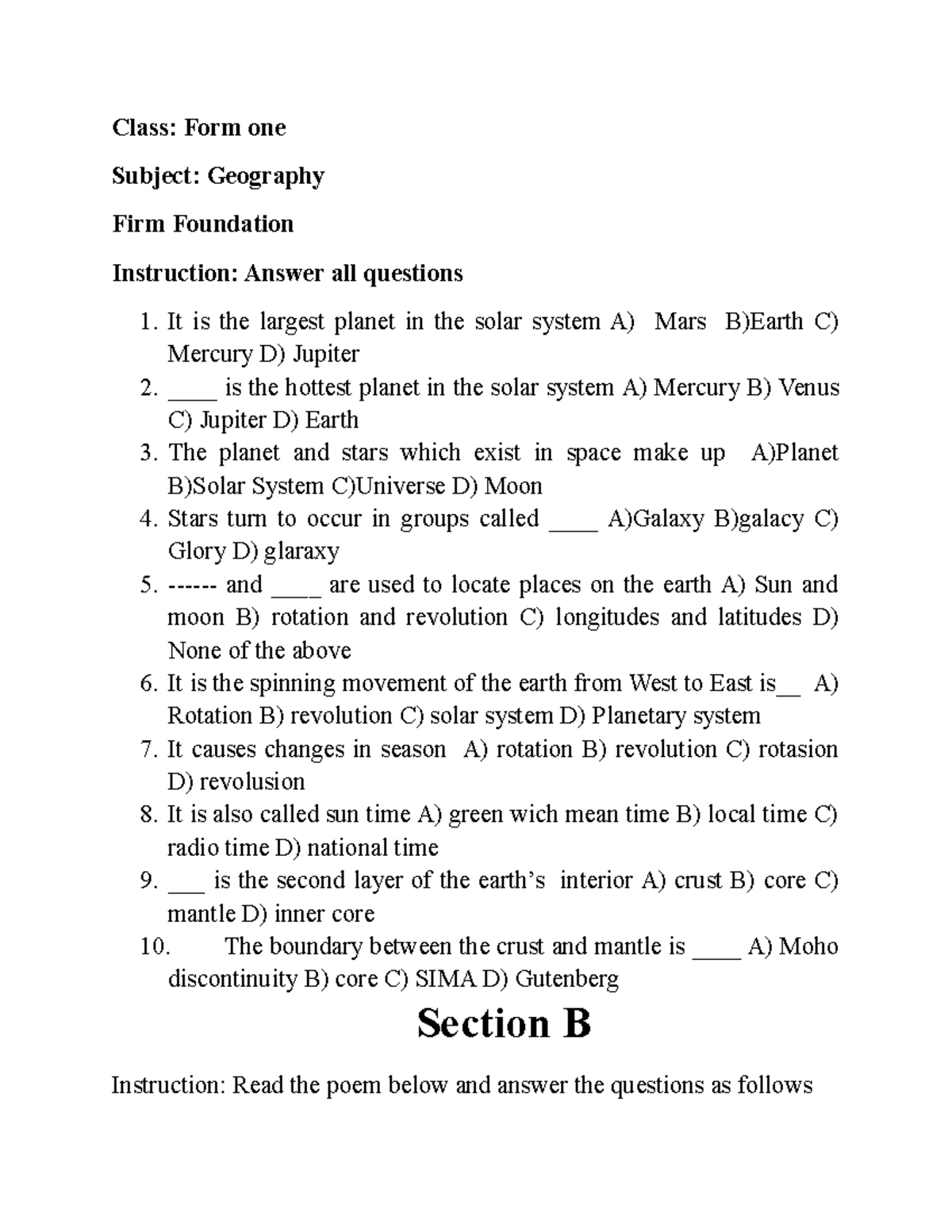 F1 geo Firm - This document will enable beginners in geography to test ...