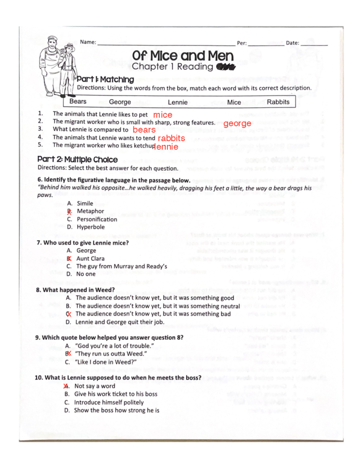 Of Mice and Men chapter 1-2 questions edited - English language - Studocu