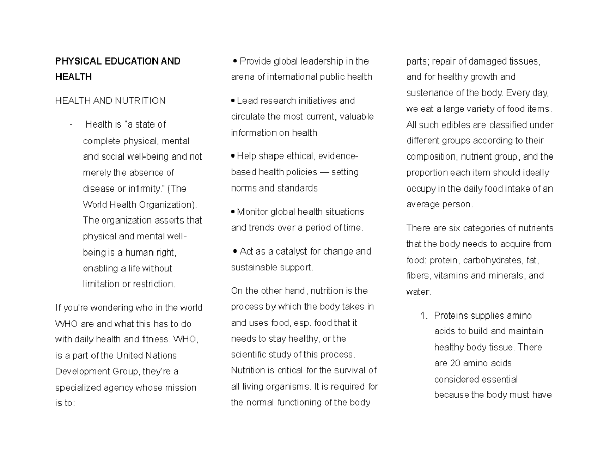 PE&H 3 - Lecture notes 3 - Physical Education - Studocu
