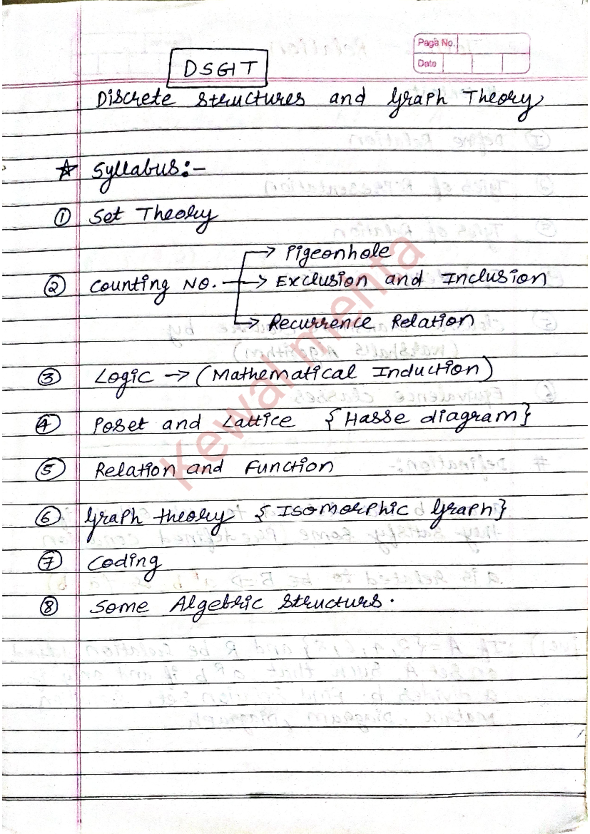 Topic - Relations - good - Page No. DSGT Date Discrete and structures ...
