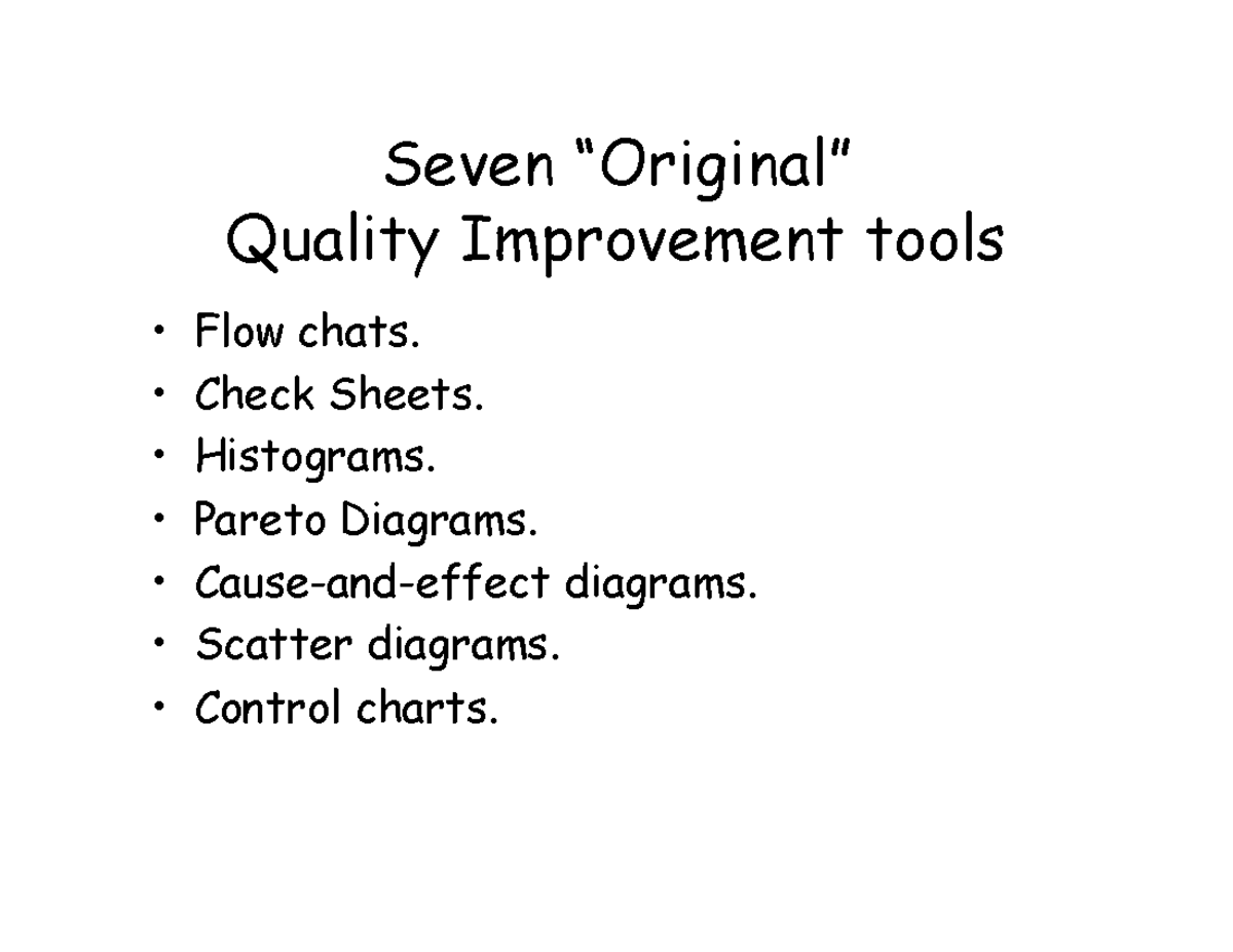 Unit 3 - Seven “Original” Quality Improvement tools Flow chats. Check ...