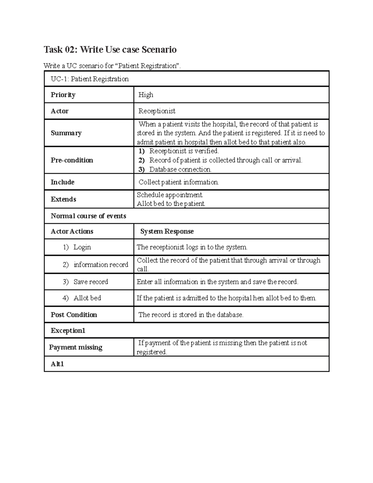 UC Scenario - UC-1: Patient Registration Priority High Actor ...