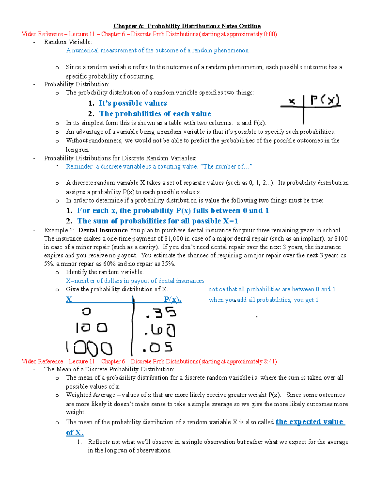 Chapter 6 Note Outline - Chapter 6: Probability Distributions Notes ...