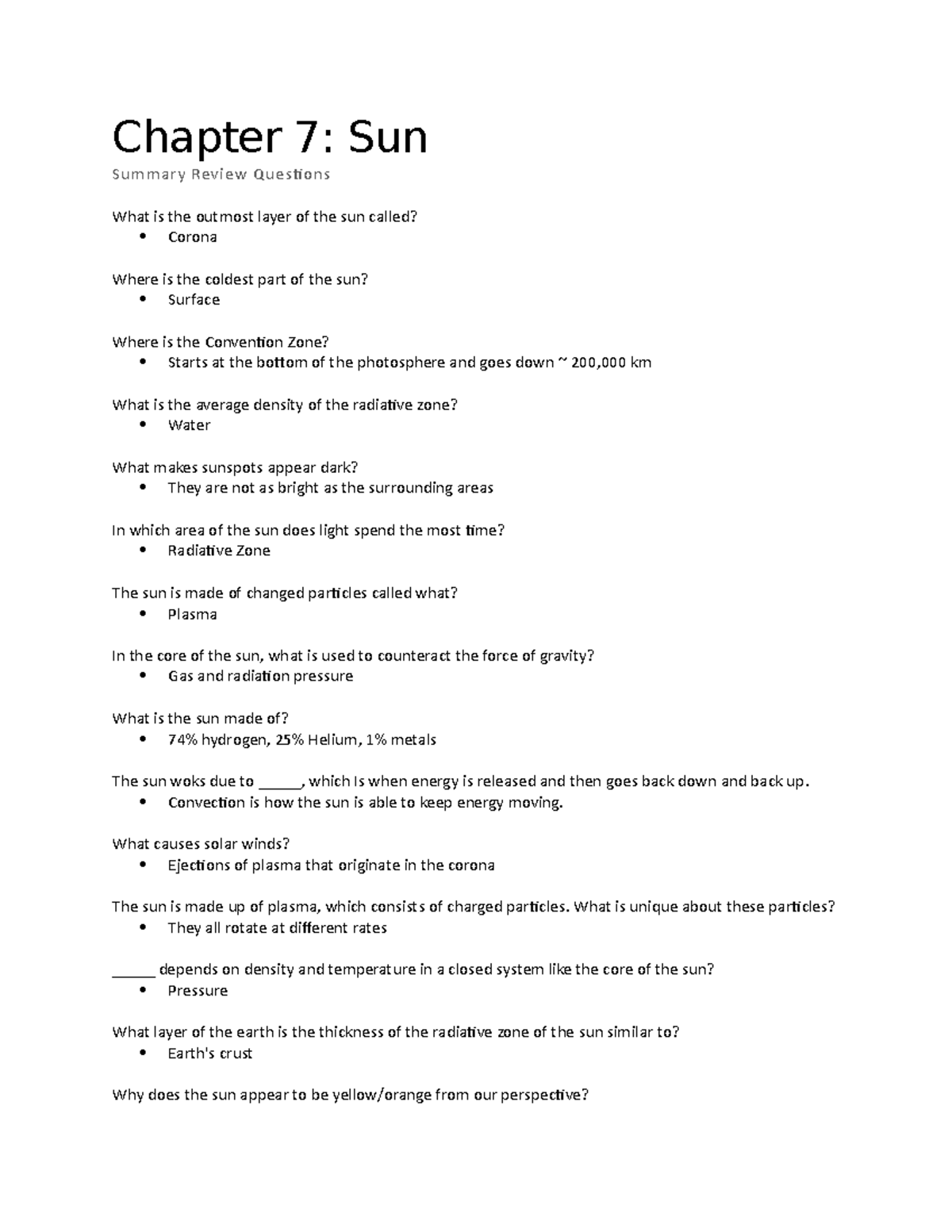 Chapter 7 Sample Questions - Chapter 7: Sun Summary Review Questions ...