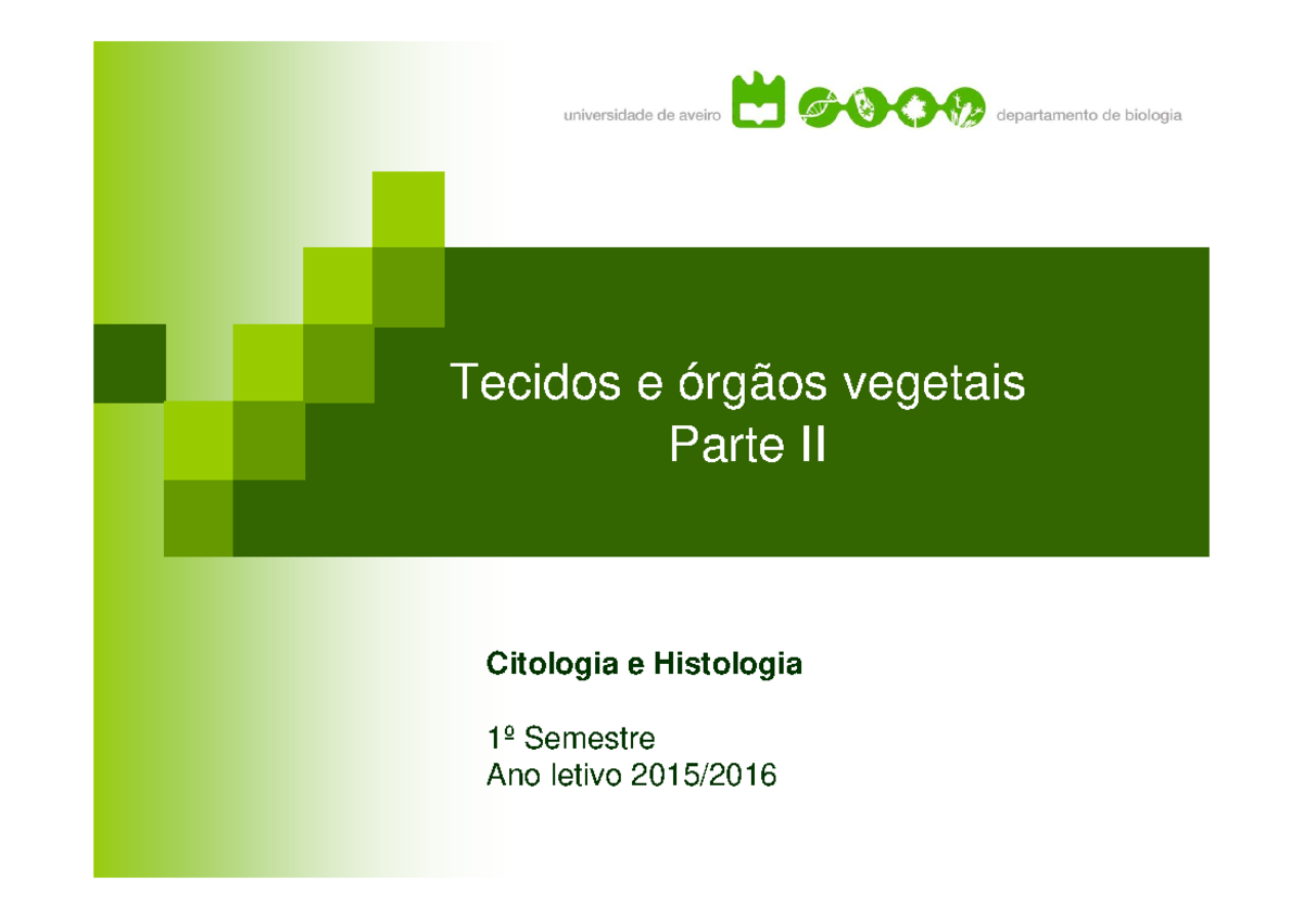 Histologia e Anatomia Vegetal TP2 - Tecidos e órgãos vegetais Parte II ...