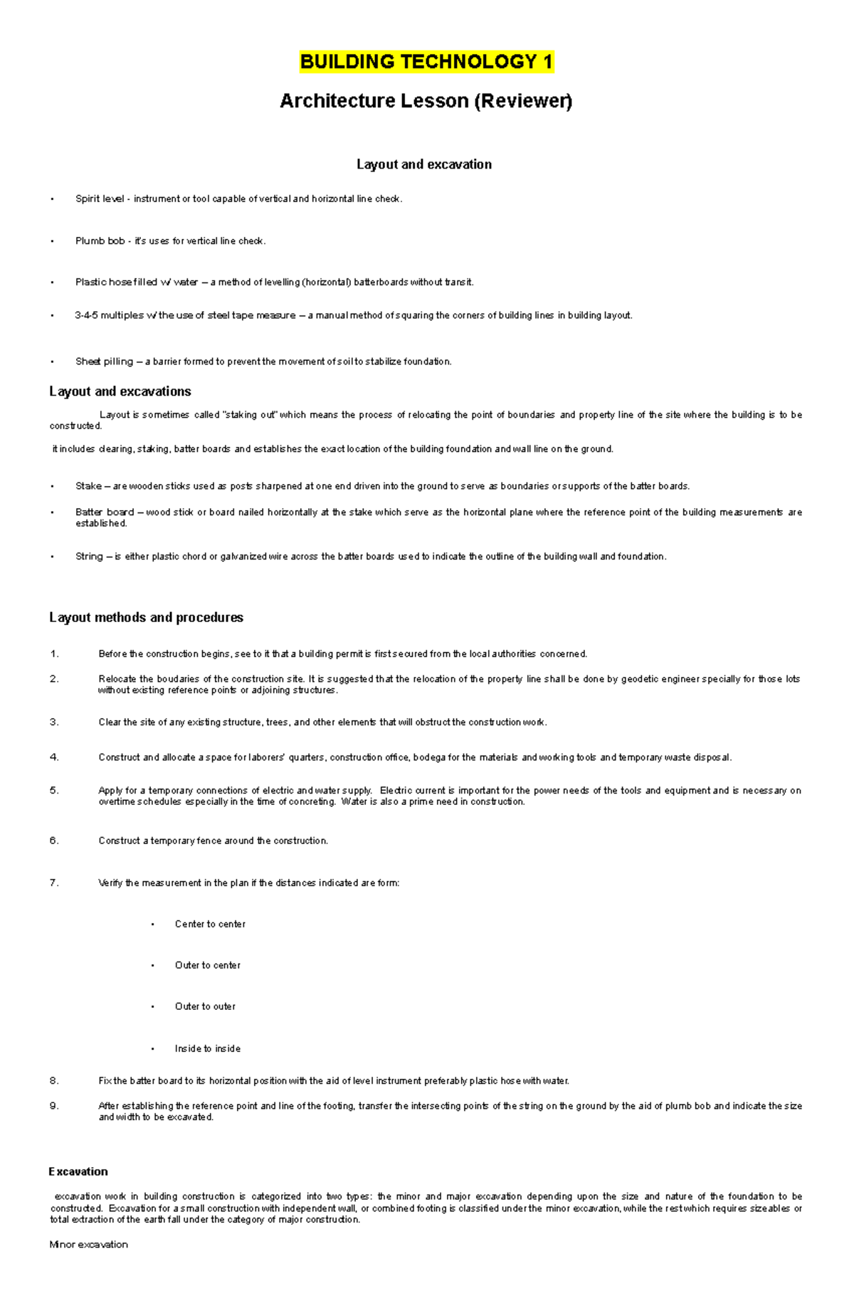 Building Technology 1 Lesson- Architecture (Reviewer) - BUILDING ...
