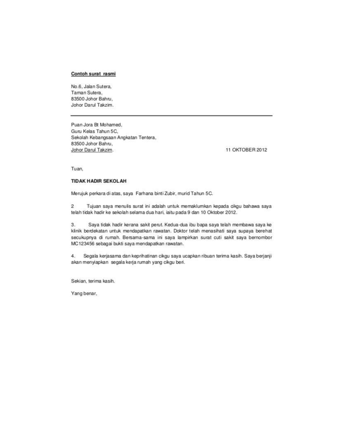 Contoh surat rasmi - accounting - Studocu