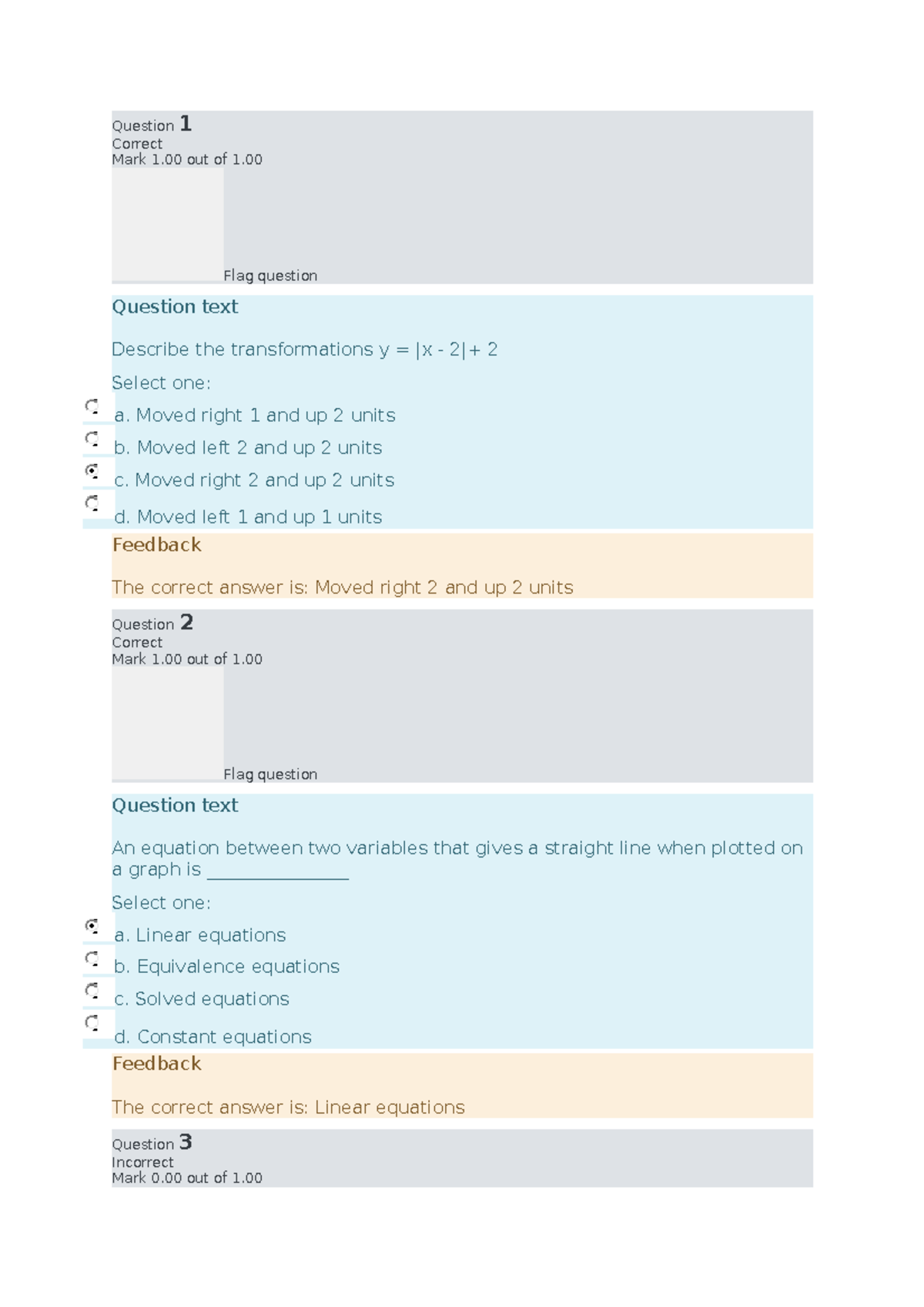 Mutliply choice - possible question s - Question 1 CorrectMark 1 out of ...