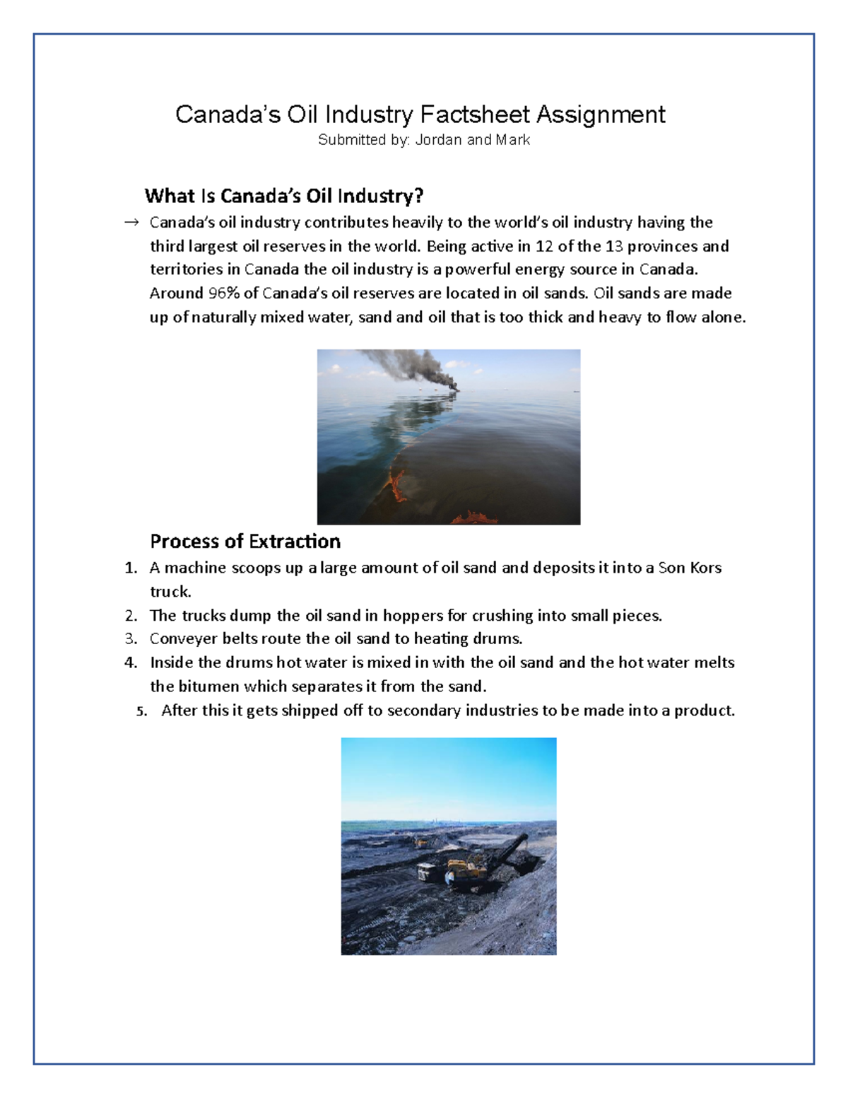 GEO Factsheet OIL RIGS. Notes/ Review - Canada’s Oil Industry Factsheet ...