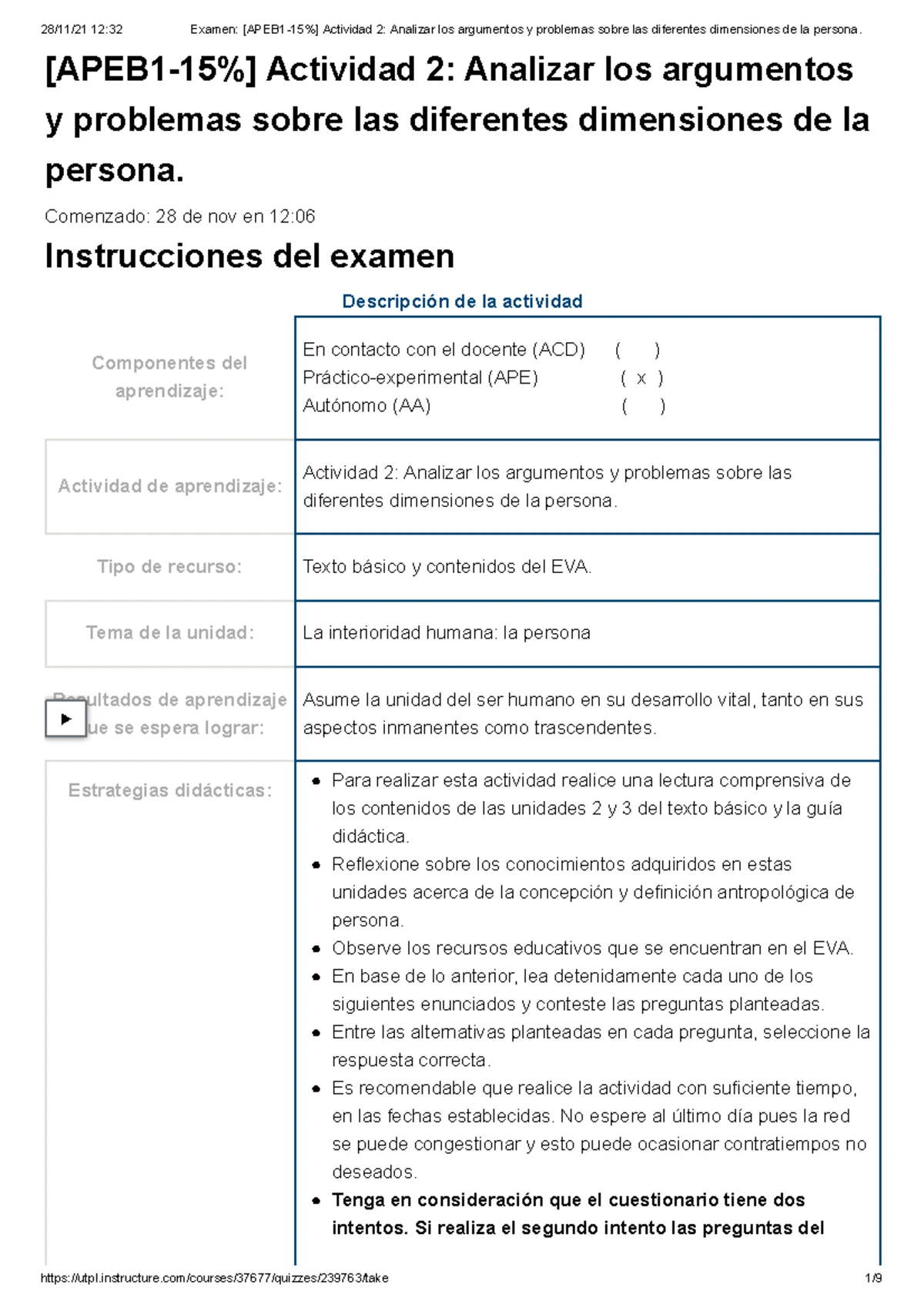 Examen [APEB 2-30%] Actividad Analizar los principales argumentos acerca de la libertad y sobre ...