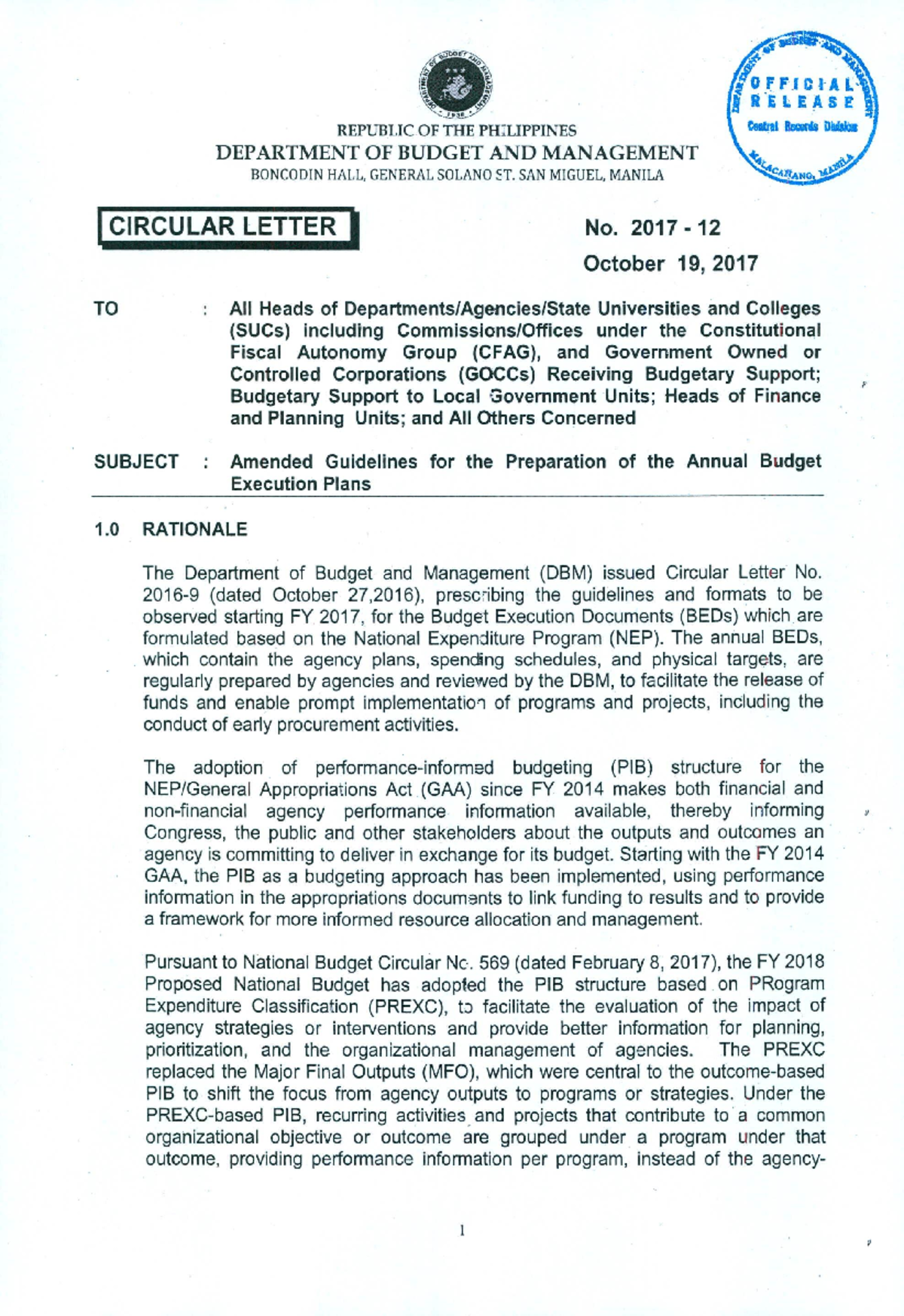 Circularletterno 2017-12 - 0 FVIC ]-A L_ RELEASE REPUBLIC OF THE PH ...