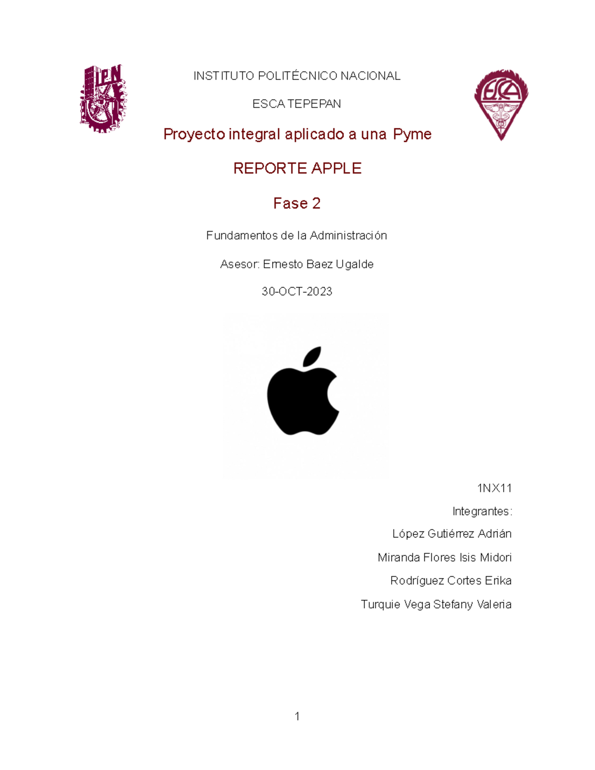Proyecto PYME FASE 2 - INSTITUTO POLITÉCNICO NACIONAL ESCA TEPEPAN Proyecto integral aplicado a ...